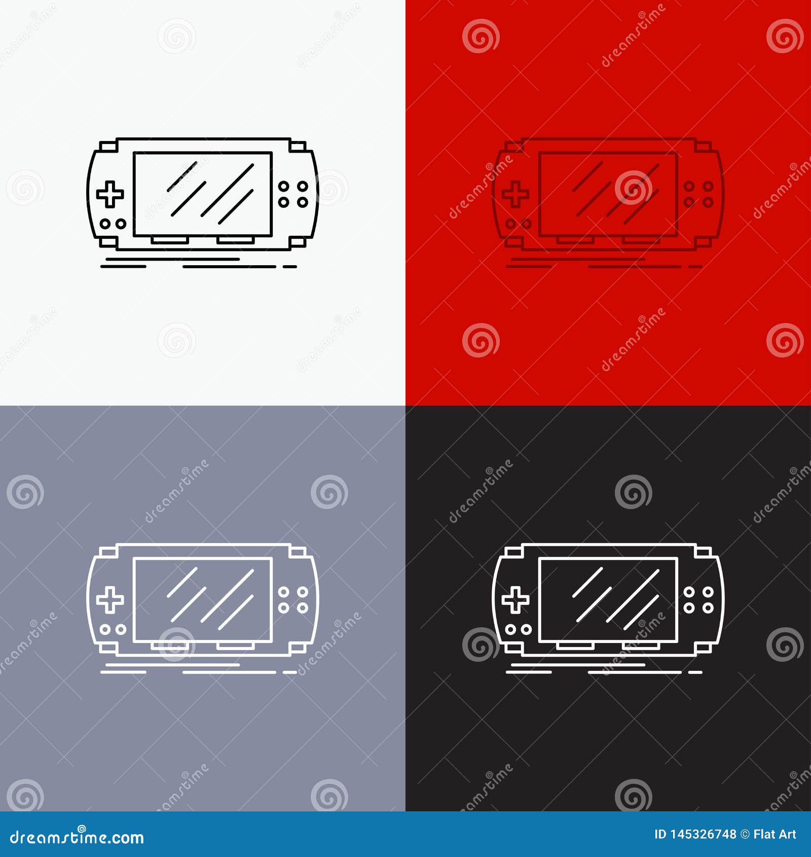 Console, Device, Game, Gaming, Psp Icon Over Various Background. Line ...