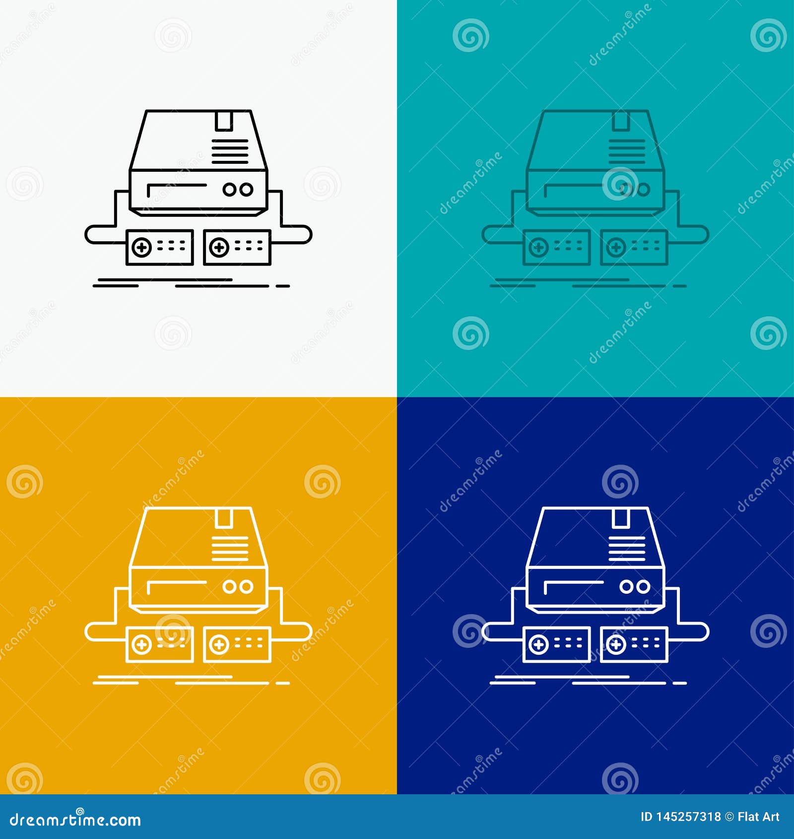 Console, Game, Gaming, Pad, Drive Icon Over Various Background. Line ...