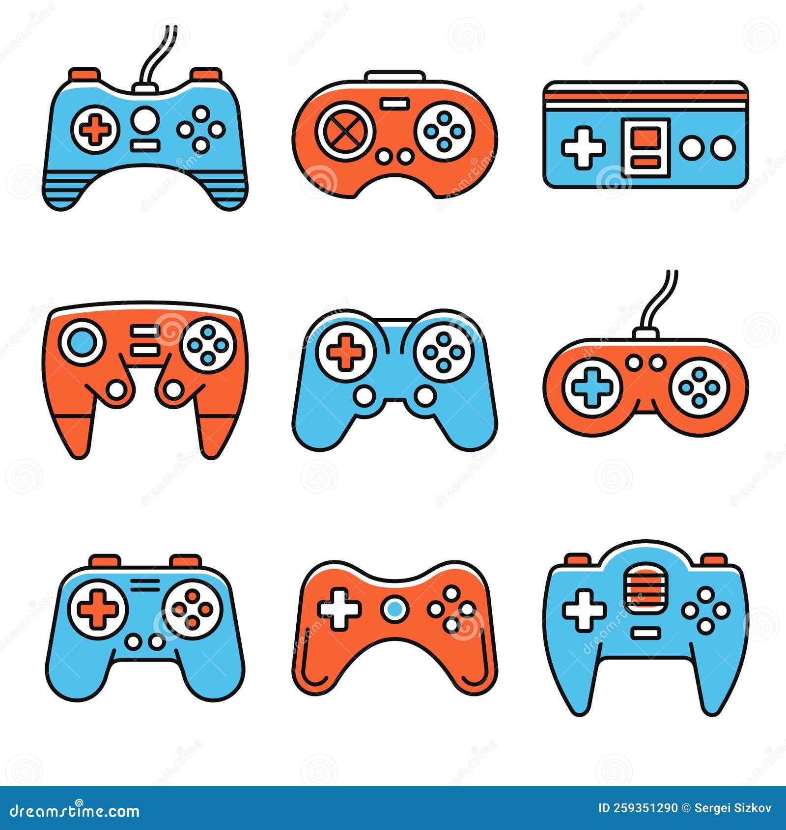 Console Gamepad Icons Set on White Background. Vector Stock Vector ...