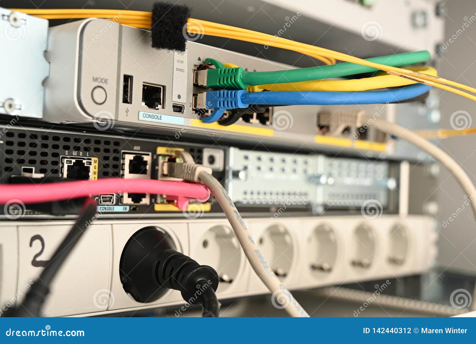 Ratzeburg, Germany, March 18, 2019console Racks with Cable and Switch ...