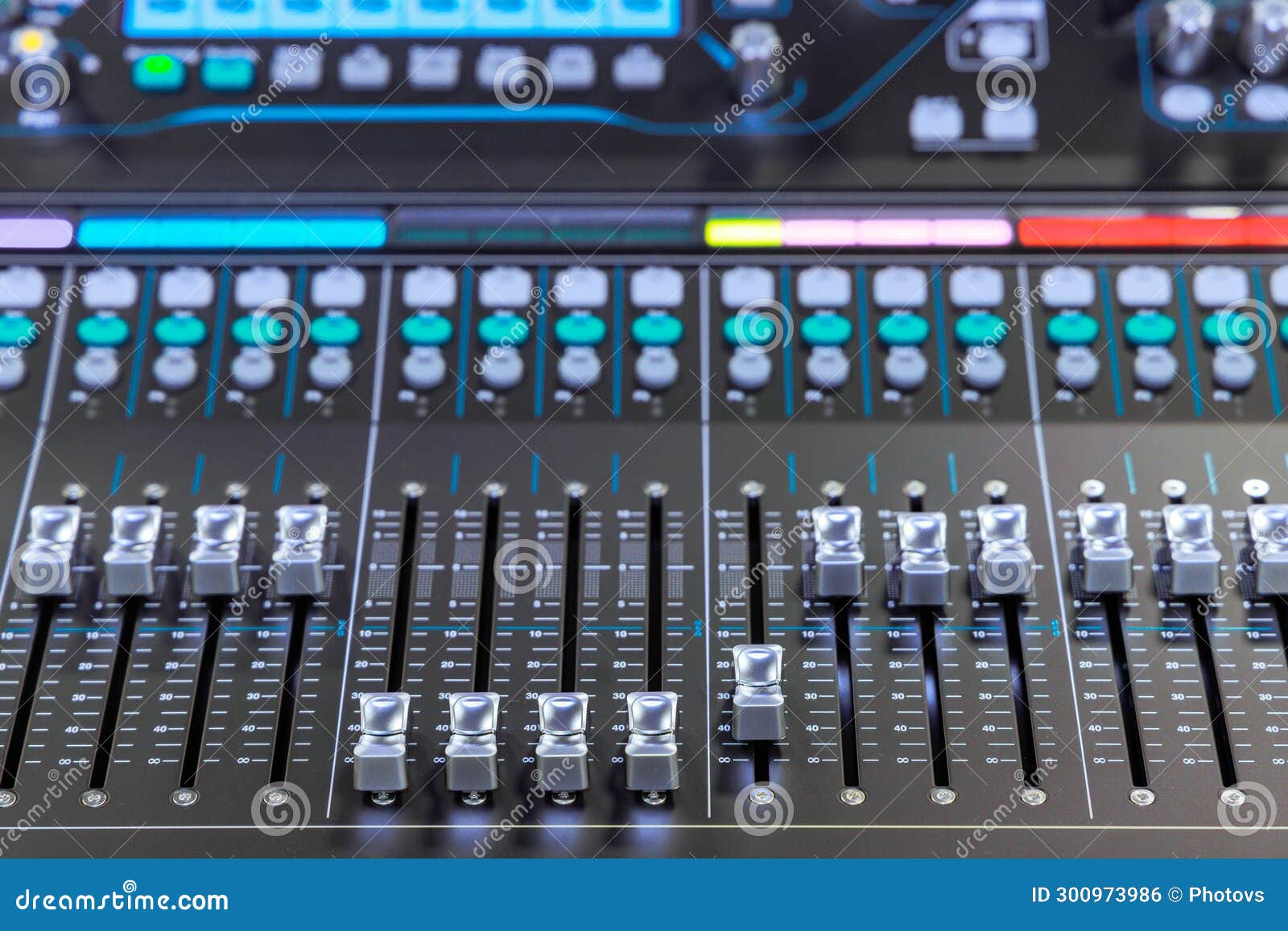 A Console with Volume Control Panel Sound Mixer, Equalizer Stock Photo ...