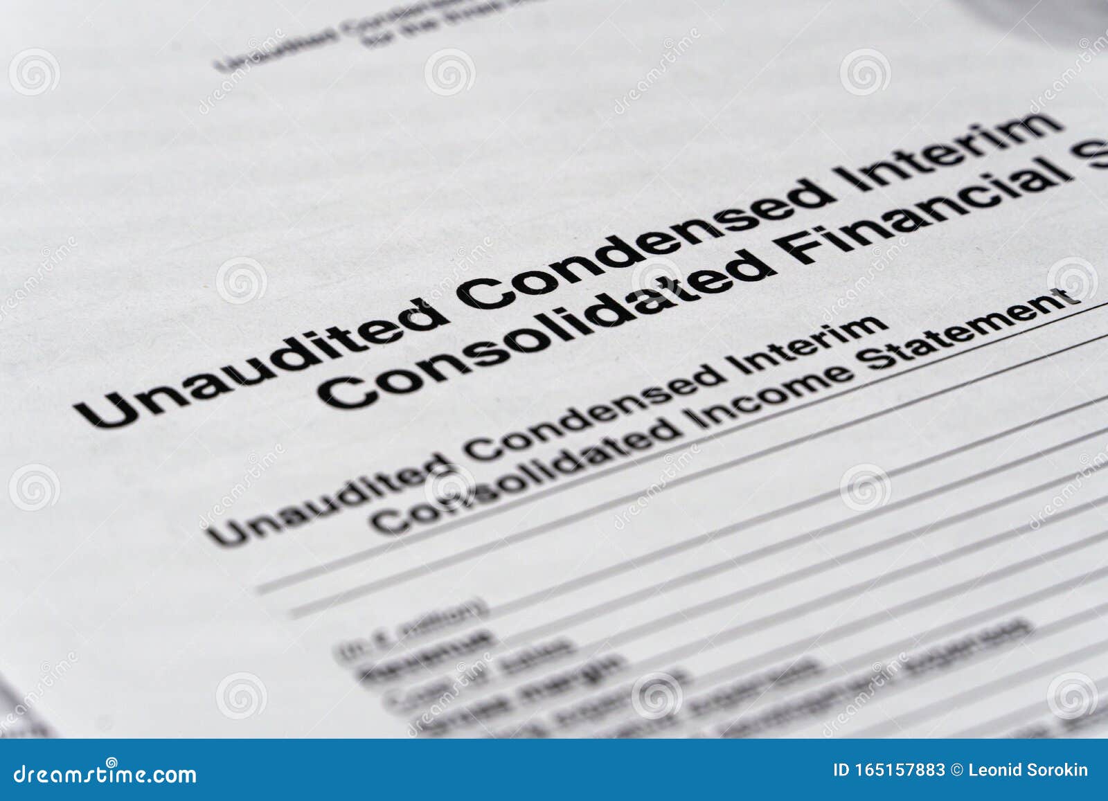 Consolidated Financial Statement Letter Stock Image - Image of analyze ...