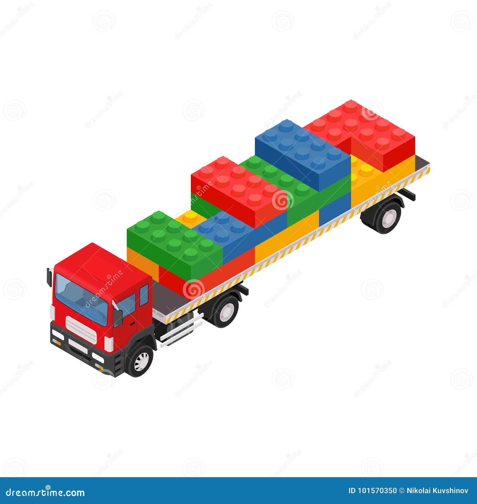 Consolidated Freight. Isometric Red Large Truck with Trailer and ...