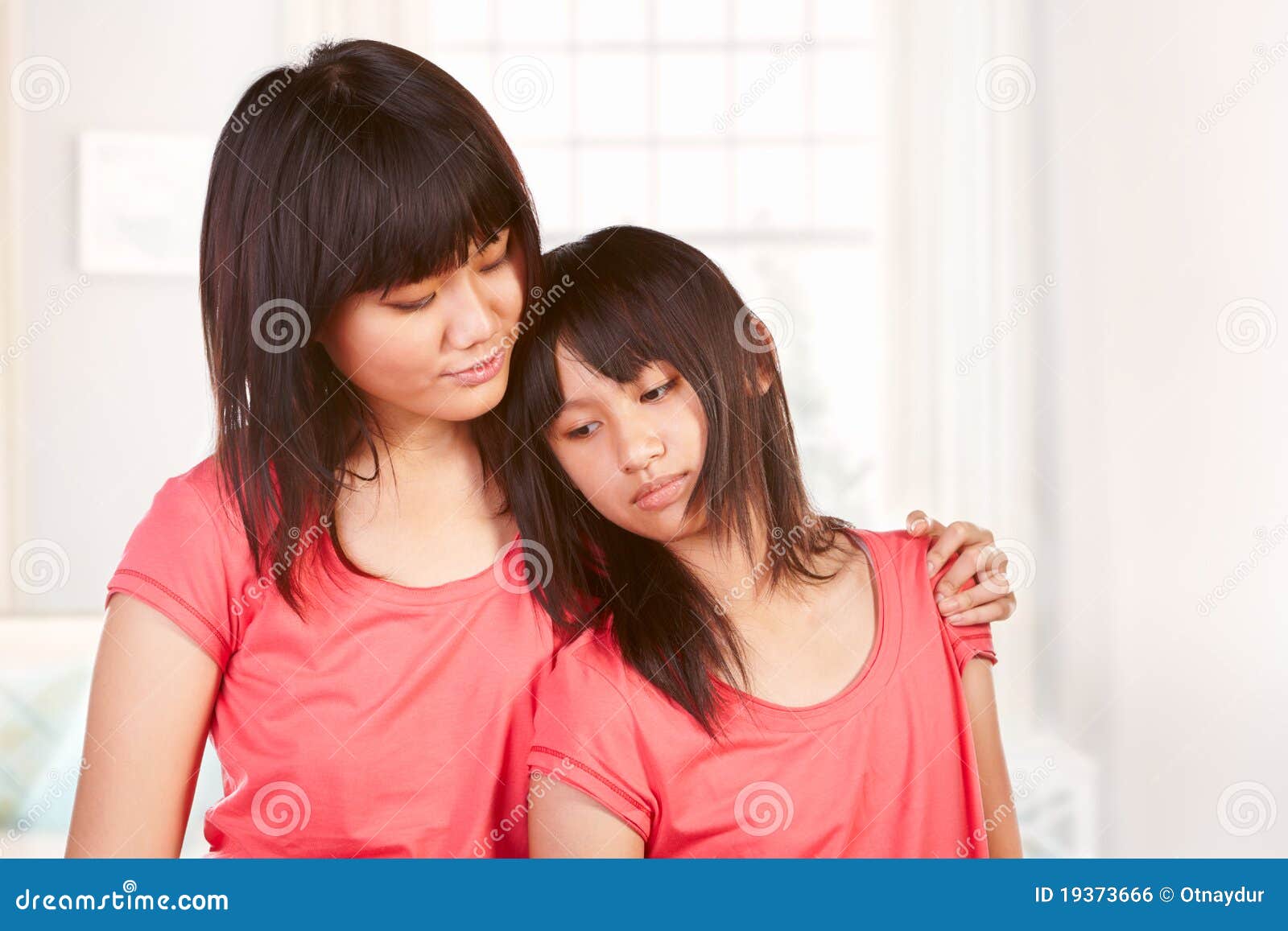 Consoling stock photo. Image of girls, home, pink, casual - 19373666
