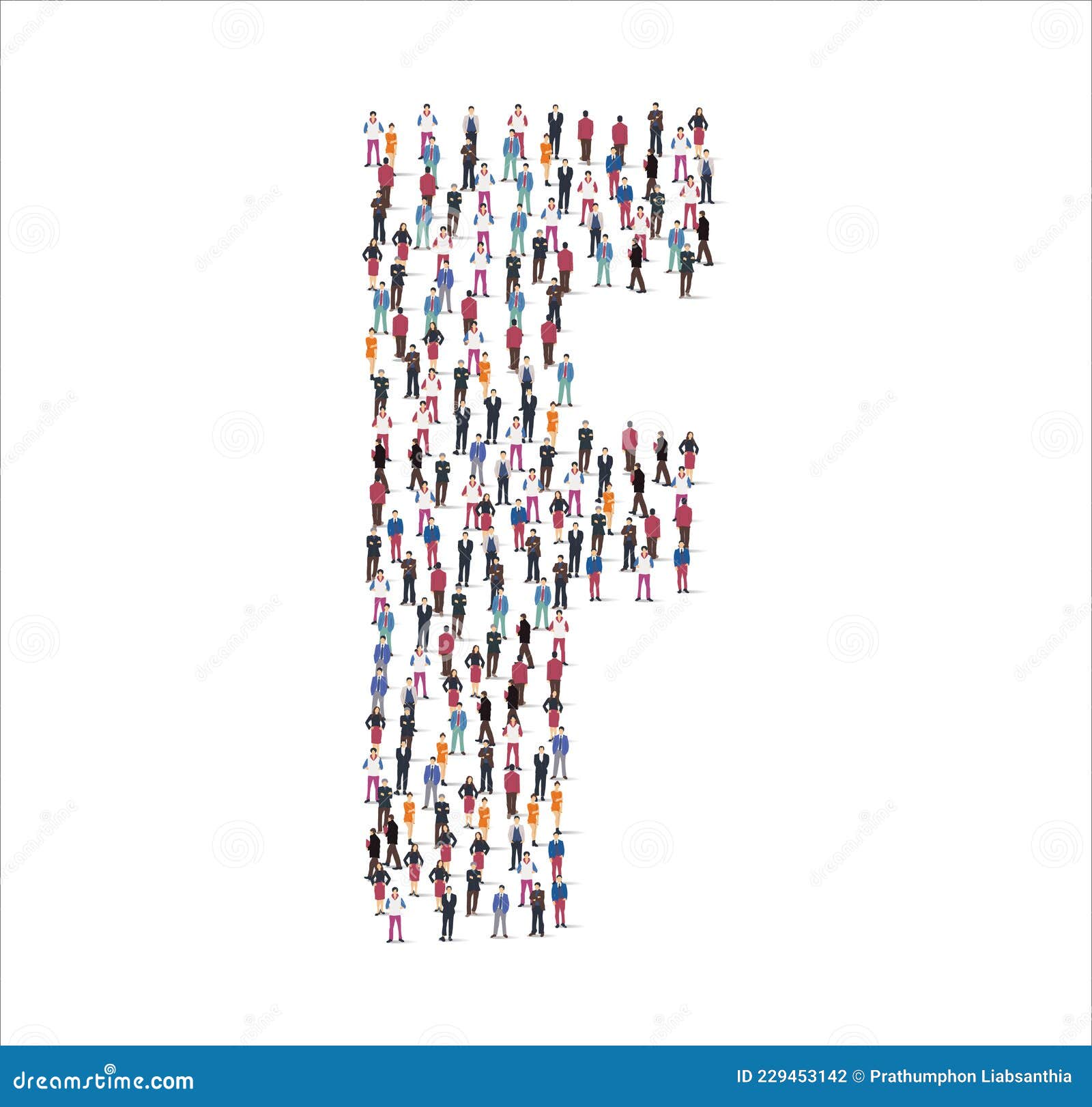A Consonant F Symbol Made from a Large Group of People Stock Vector ...
