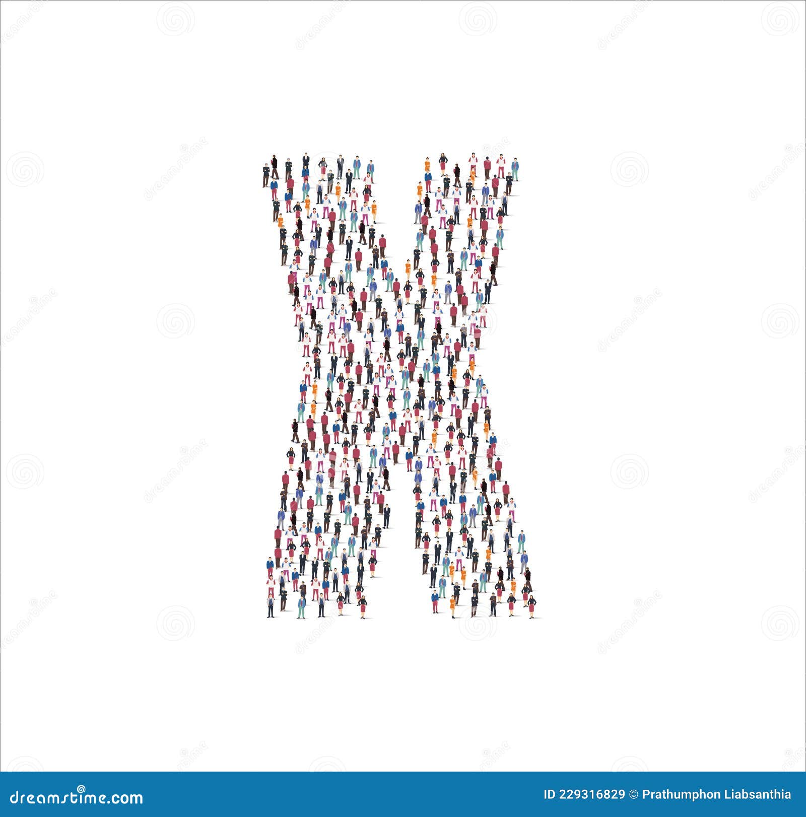 A Consonant X Symbol Made from a Large Group of People Stock Vector ...