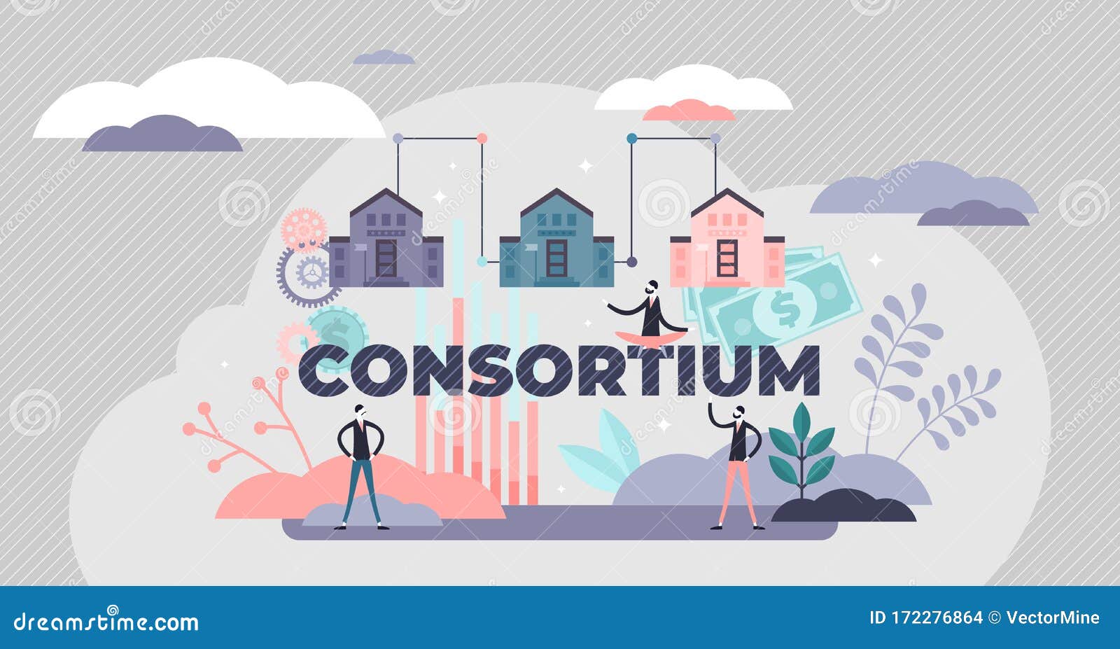 Consortium Partnership Strategy, Flat Tiny Persons Vector Illustration ...