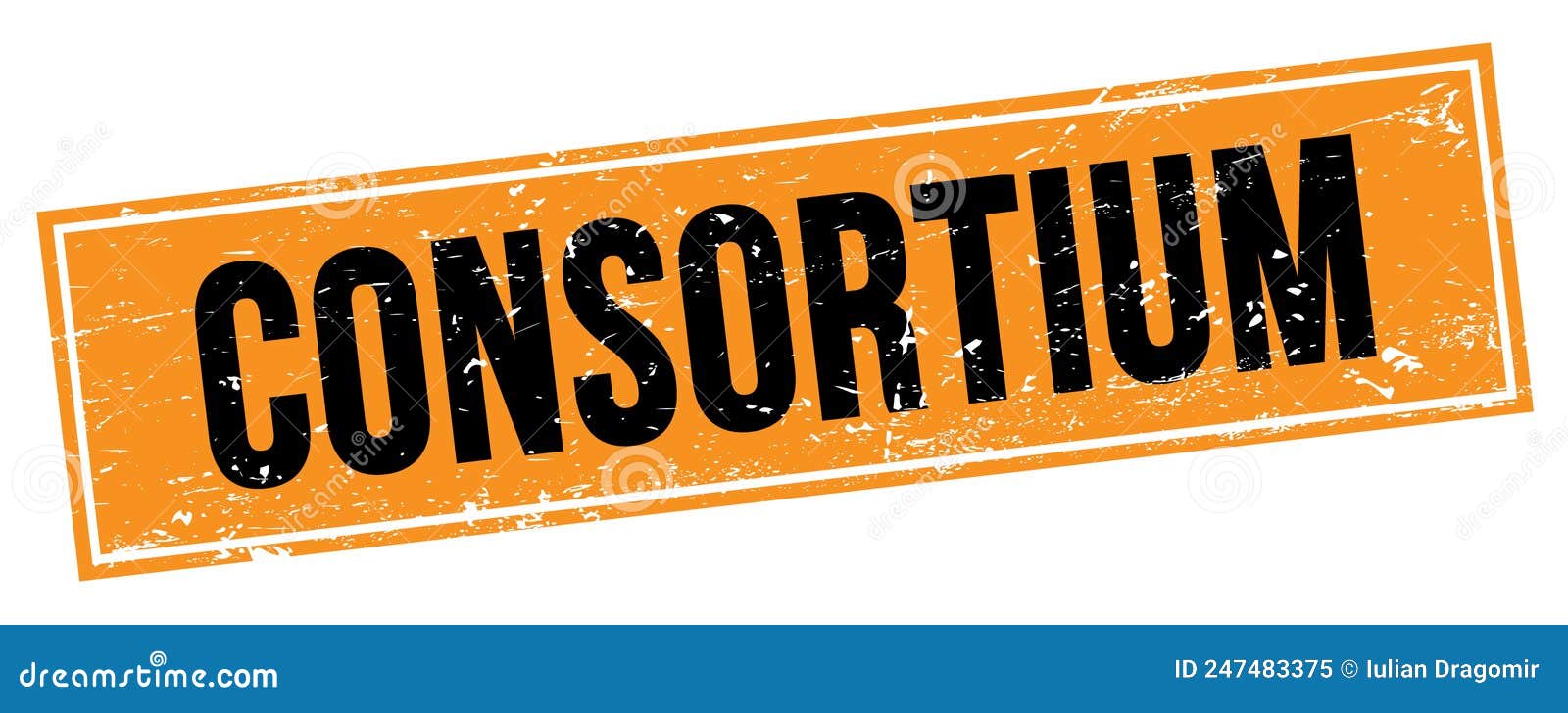 CONSORTIUM Text on Black Orange Grungy Rectangle Stamp Stock ...