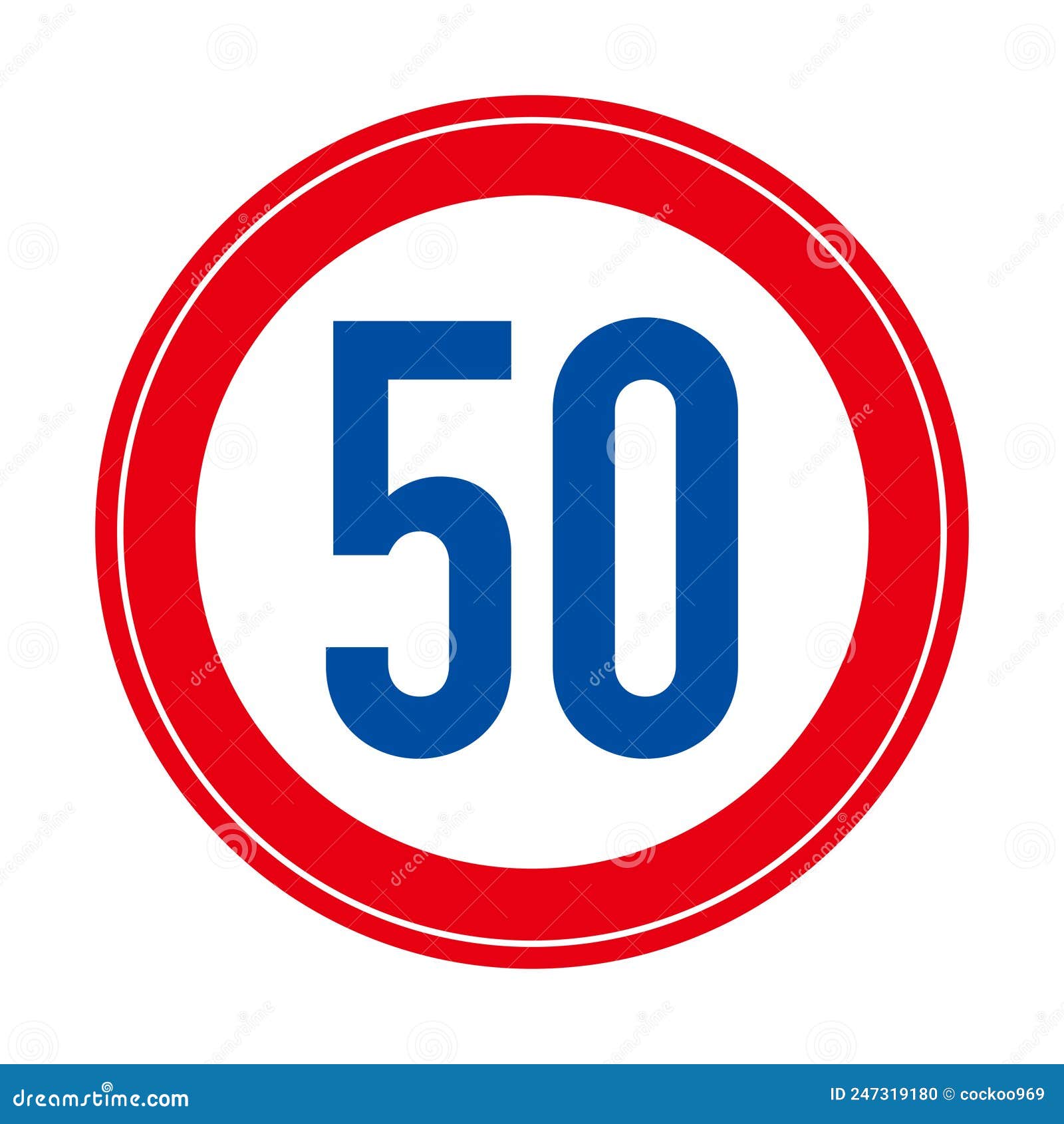 Conspicuous Speed Regulation Road Signs Stock Illustration ...