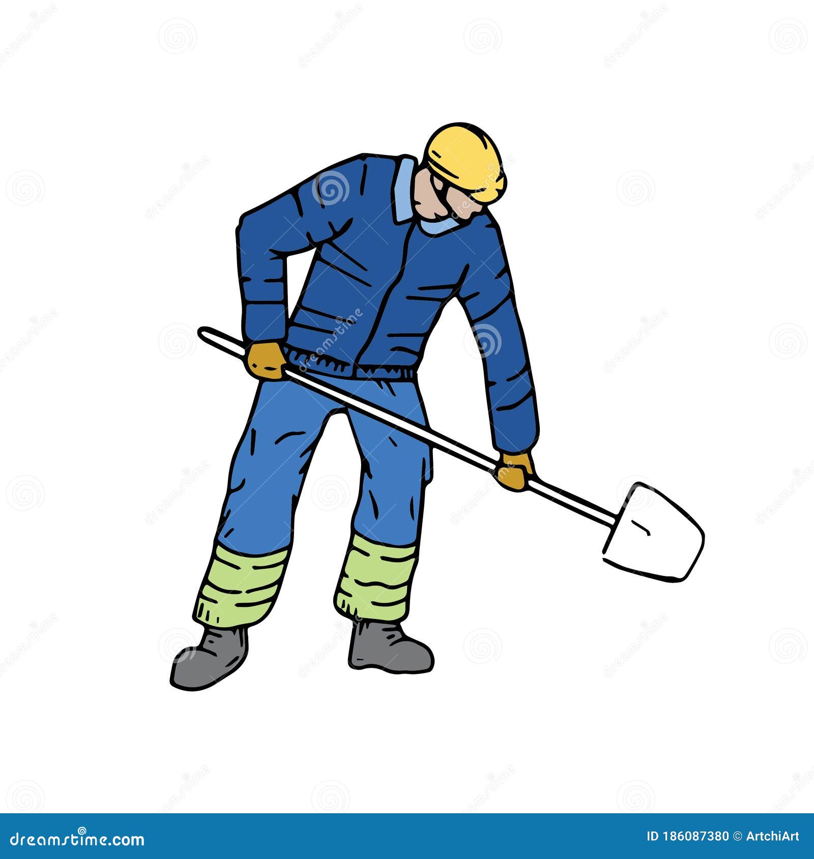 Construction Workers Constructing with Shovel for Digging and Tools ...