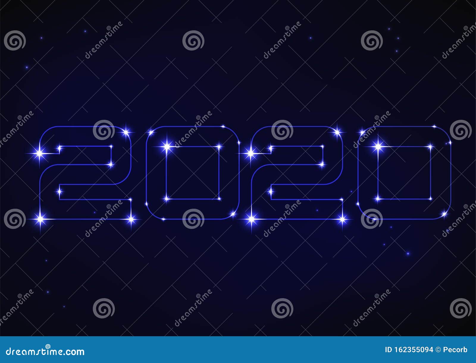 Blue Number 2020 Constallation Blue Stock Vector - Illustration of ...