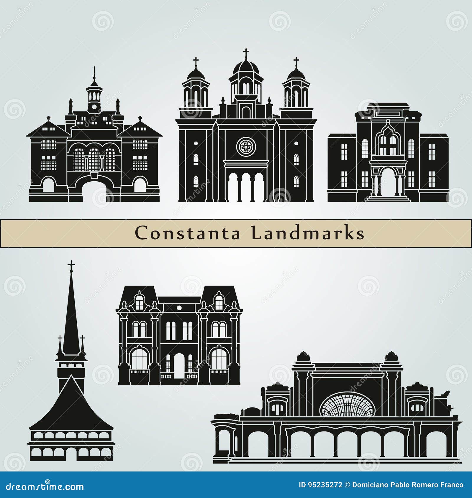 Constanta Landmarks stock vector. Illustration of destination - 95235272