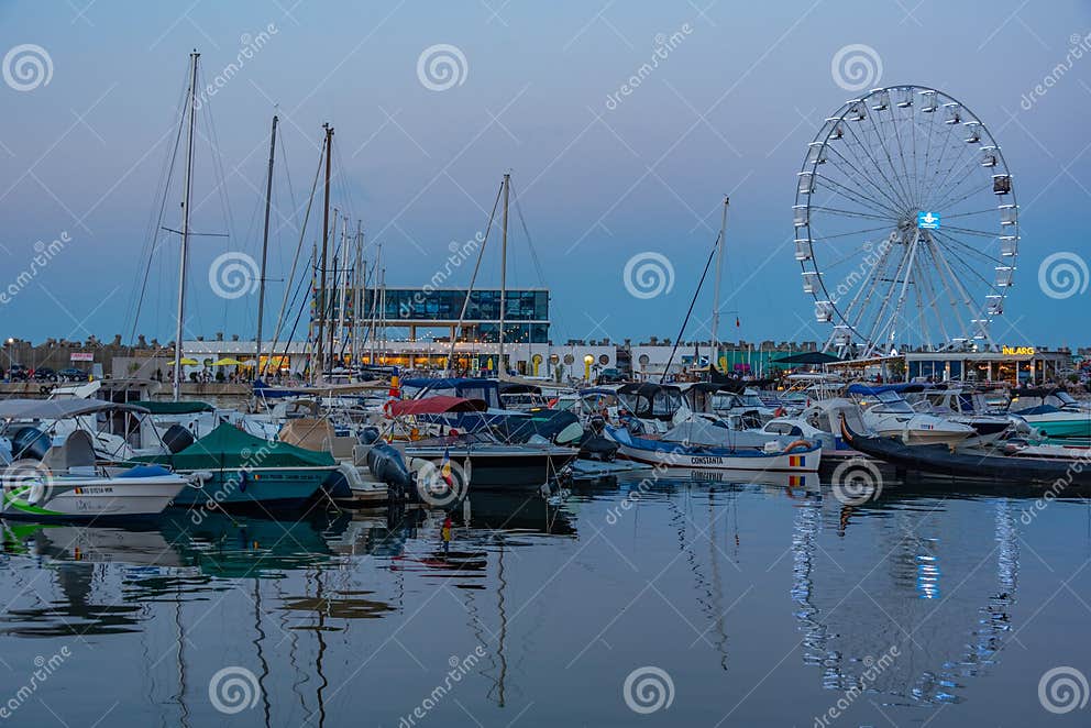 Constanta, Romania, August 19, 2023: Sunset at the Marina in Con ...