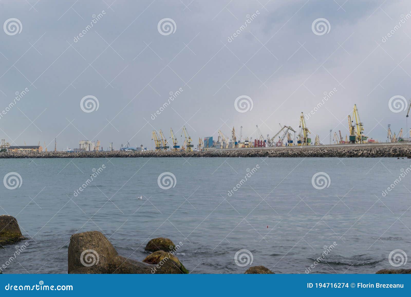 Constanta, Romania - August 14, 2019: View of Constanta Shipyard Cranes ...