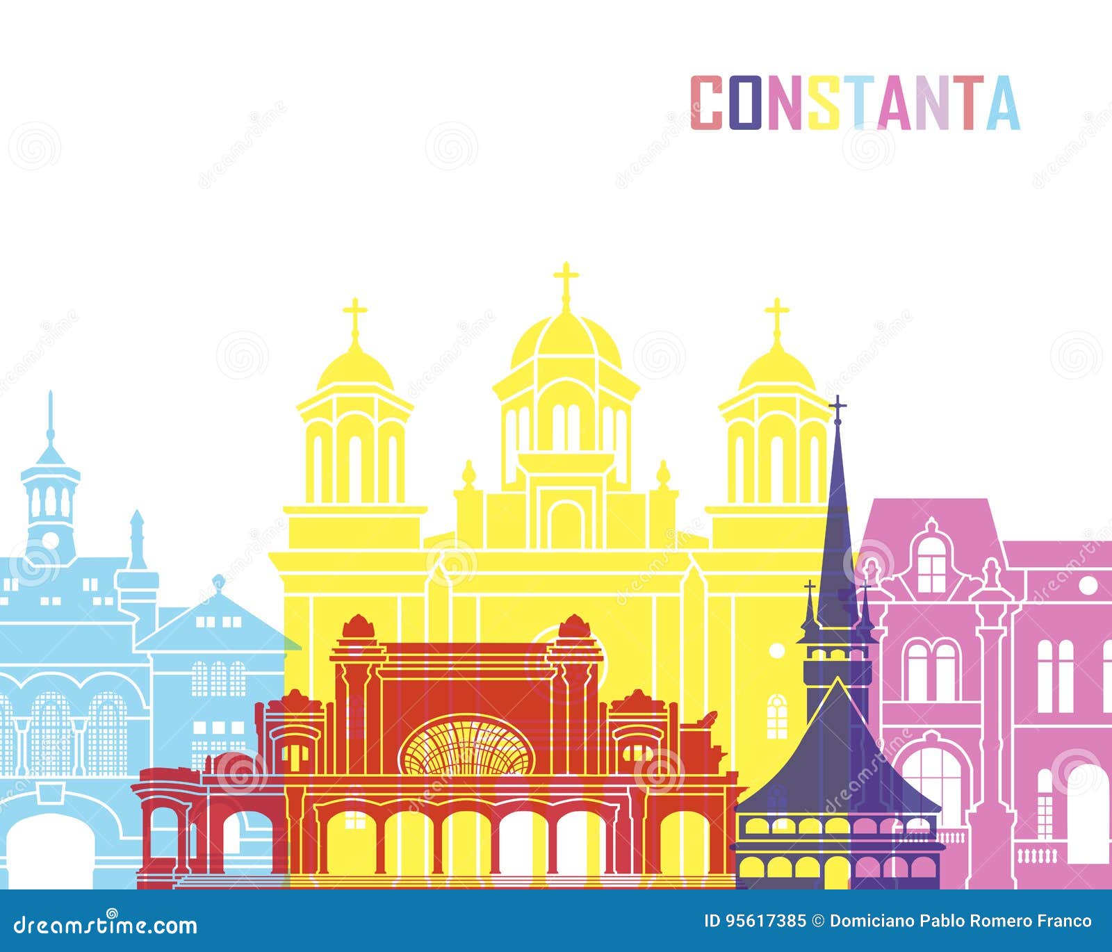 Constanta skyline pop stock vector. Illustration of background - 95617385