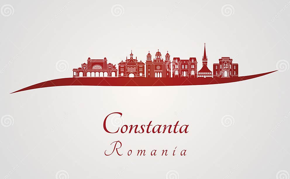 Constanta skyline in red stock vector. Illustration of building - 95294829
