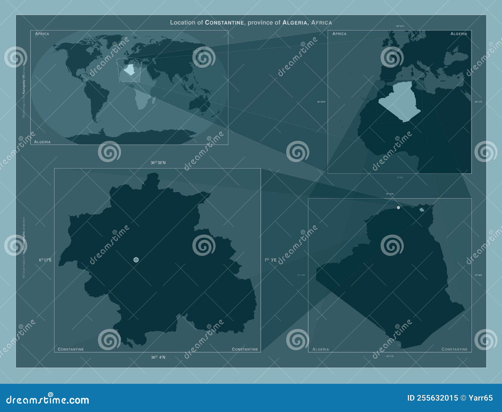 Constantine, Algeria. Described Location Diagram Stock Illustration ...