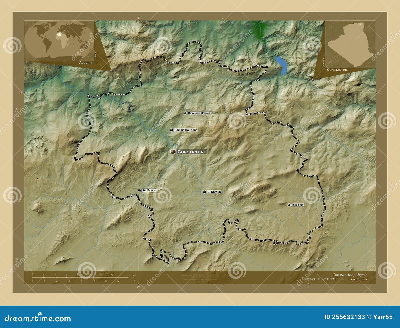 Constantine, Algeria. Physical. Labelled Points of Cities Stock ...