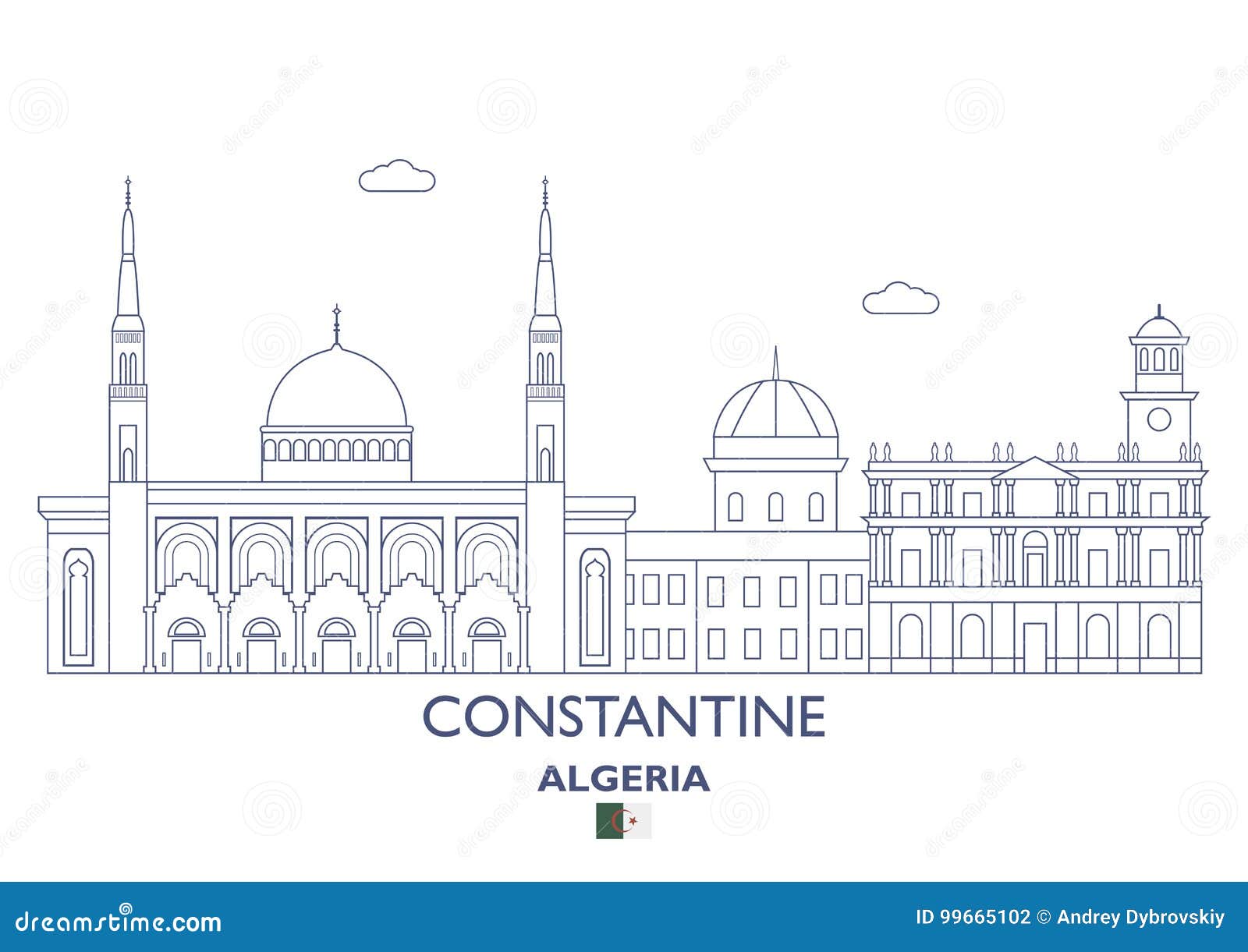 Constantine City Skyline, Algeria Stock Vector - Illustration of city ...