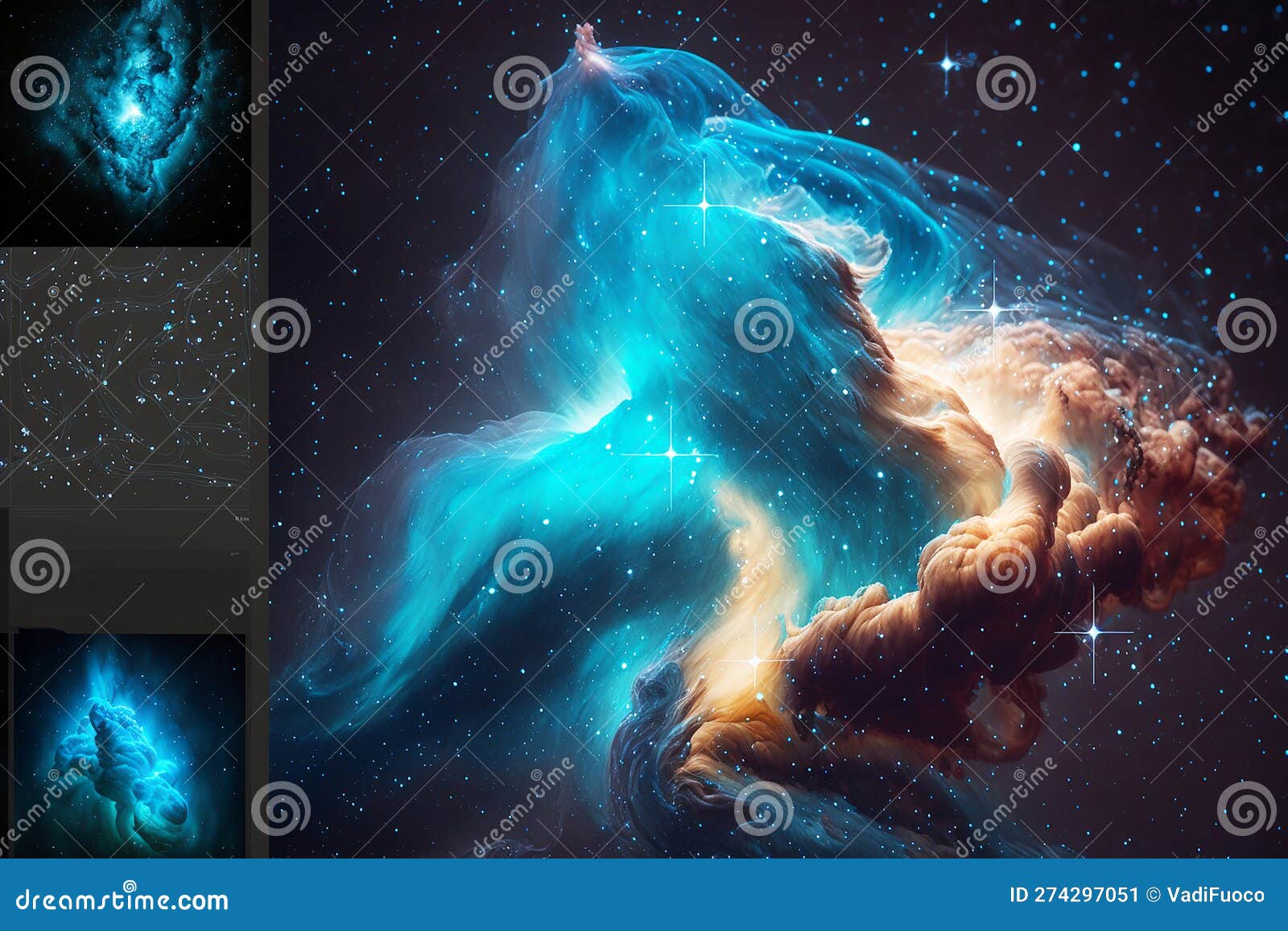 The Constellation Aquarius, a Nebula in Space in Neon Colors Stock ...