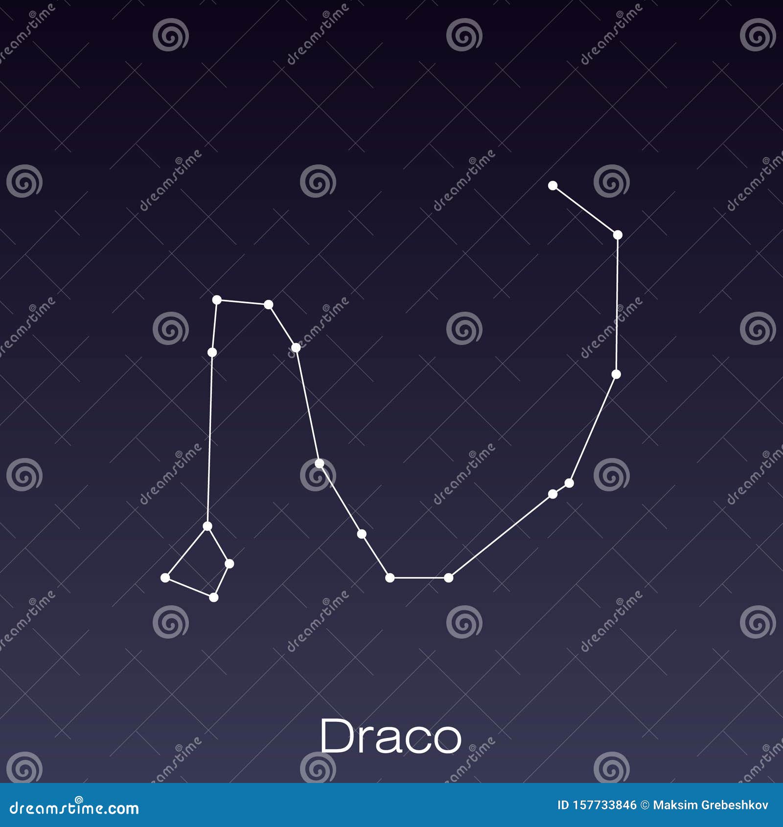 Draco Constellation With Beautiful Bright Stars On The Background Of ...