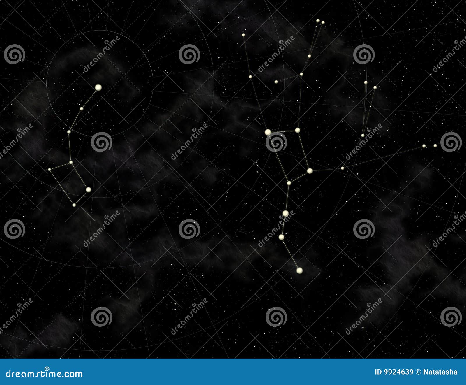 Big And Small Dipper Constellation. Polar Star. Night Starry Sky Vector ...
