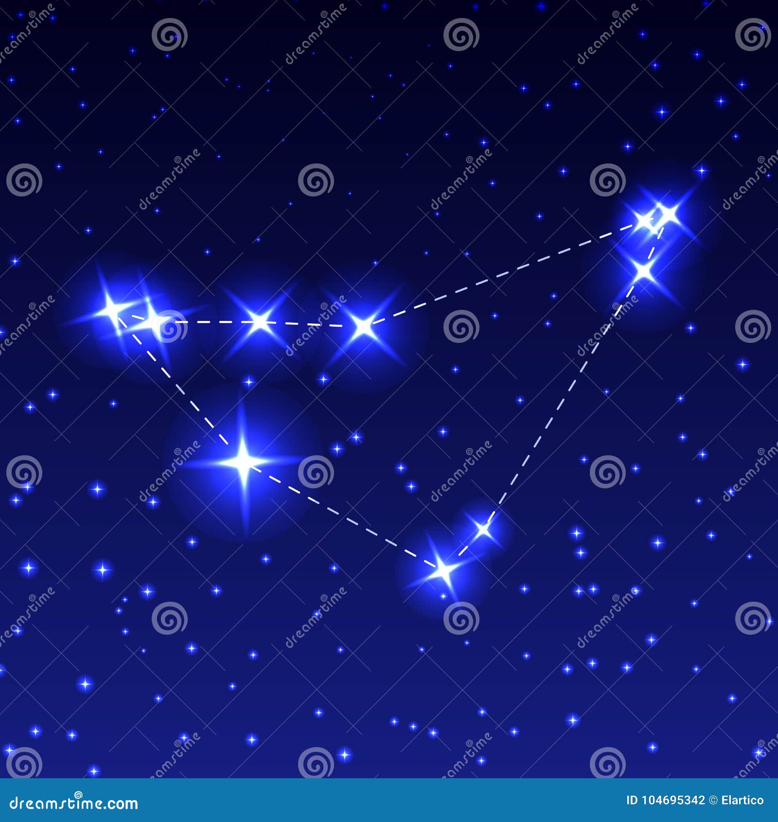 The Constellation of Capricorn in the Night Starry Sky. Vector ...