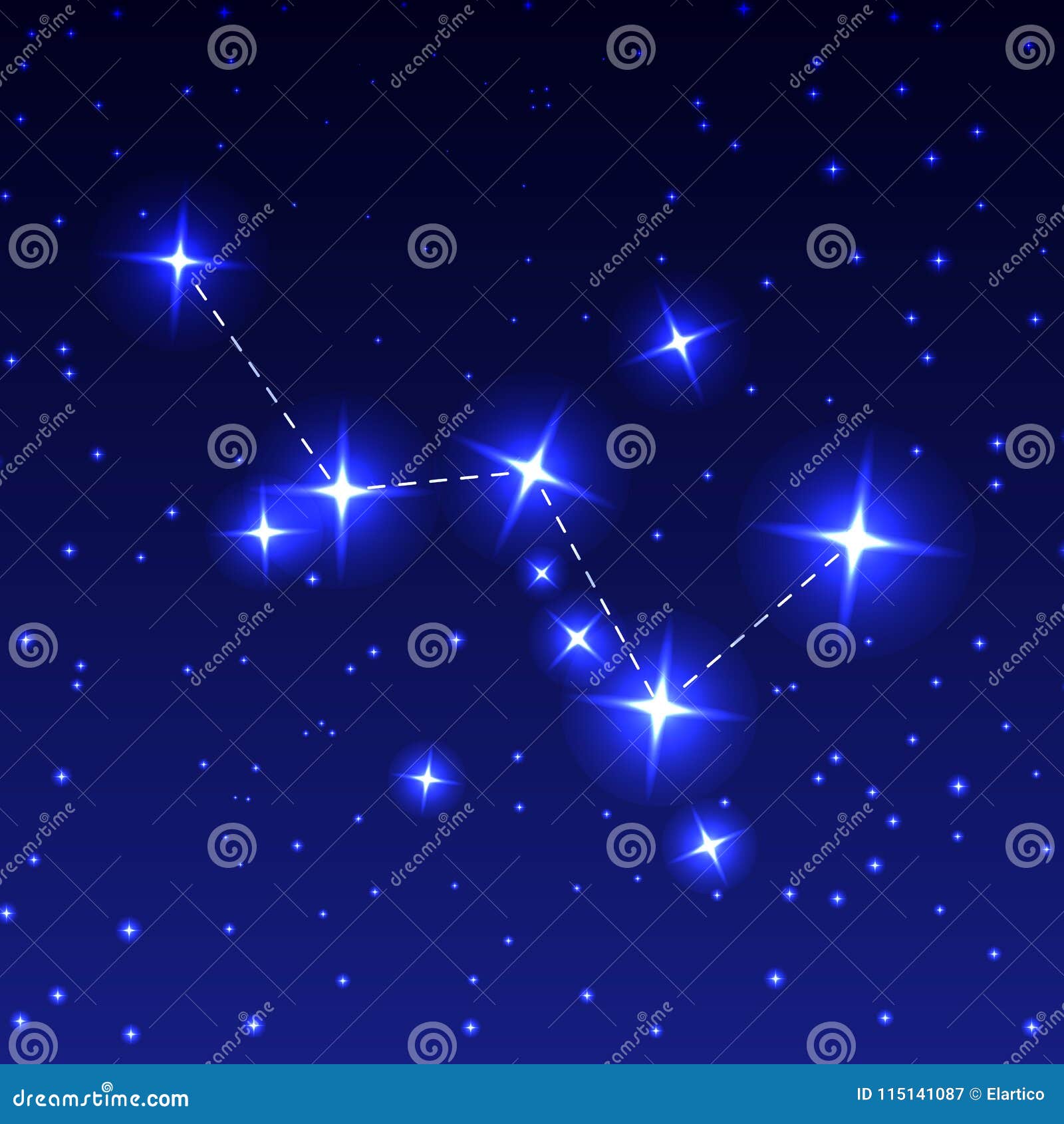 The Constellation Cassiopeia in the Night Starry Sky. Vector ...