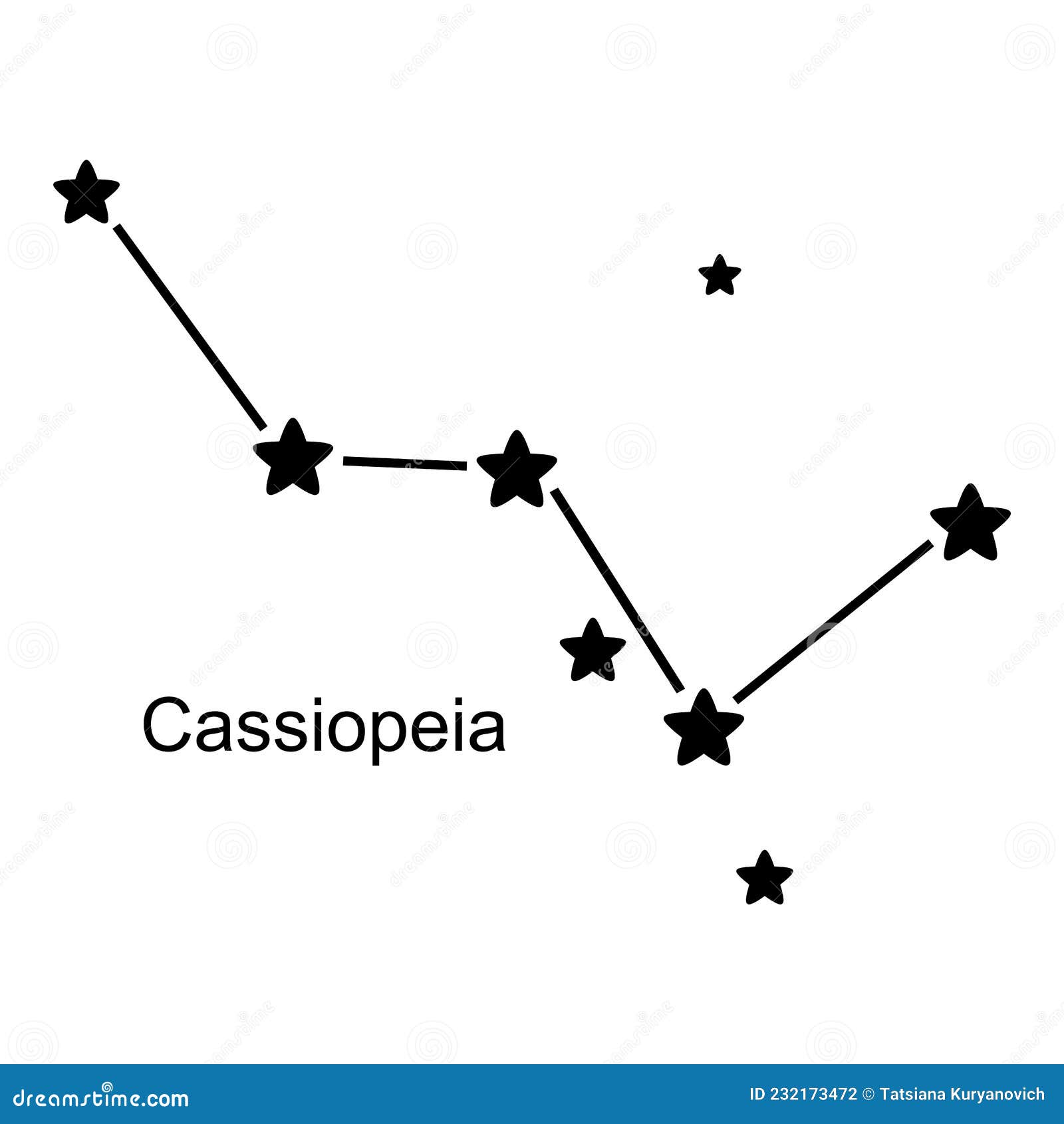 Constellation Cassiopeia Icon. Hand Drawn Doodle Style. , Minimalism ...