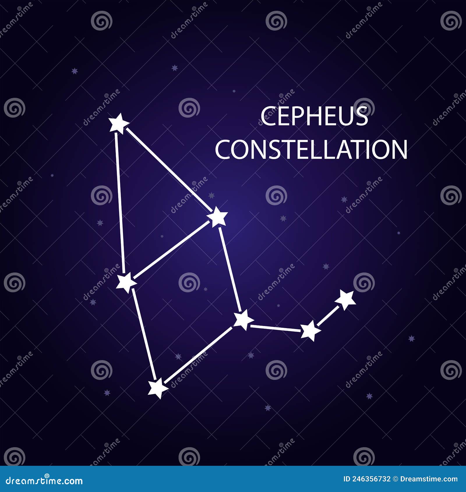 The Constellation of Cepheus with Bright Stars. Vector Illustration ...