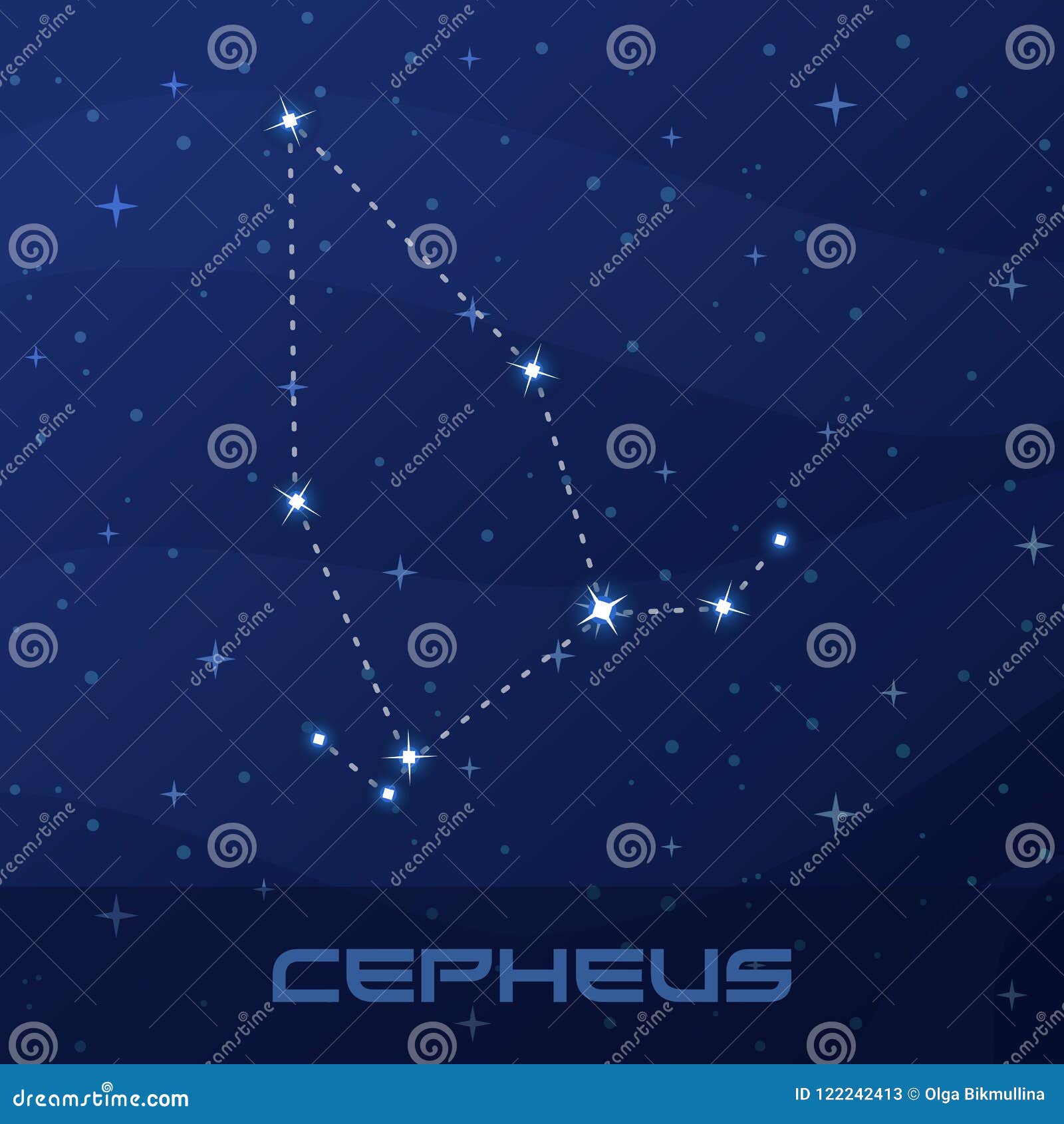 Constellation Cepheus, King, Night Star Sky Stock Vector - Illustration ...
