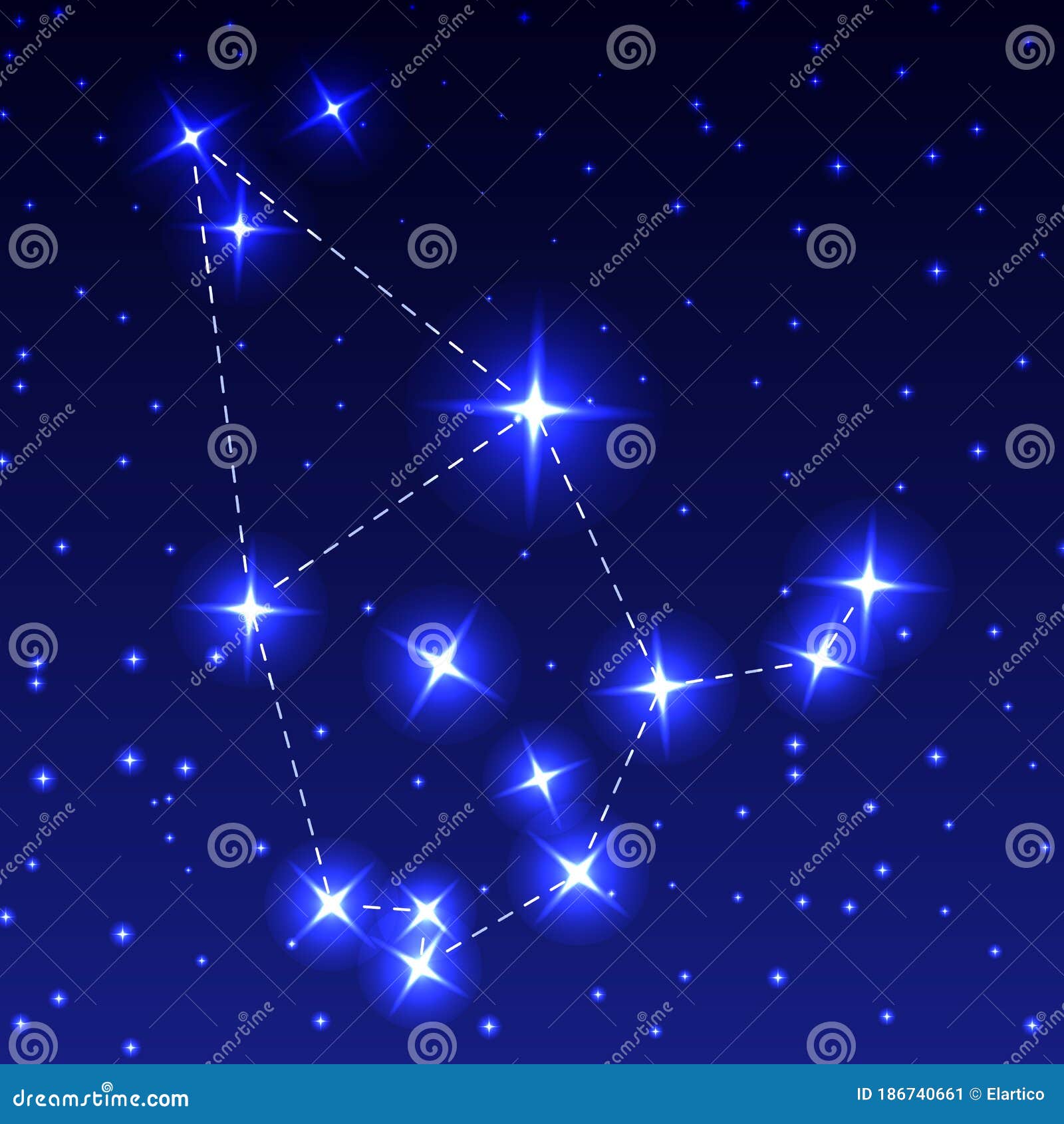 The Constellation of Cepheus in the Night Starry Sky. Vector ...