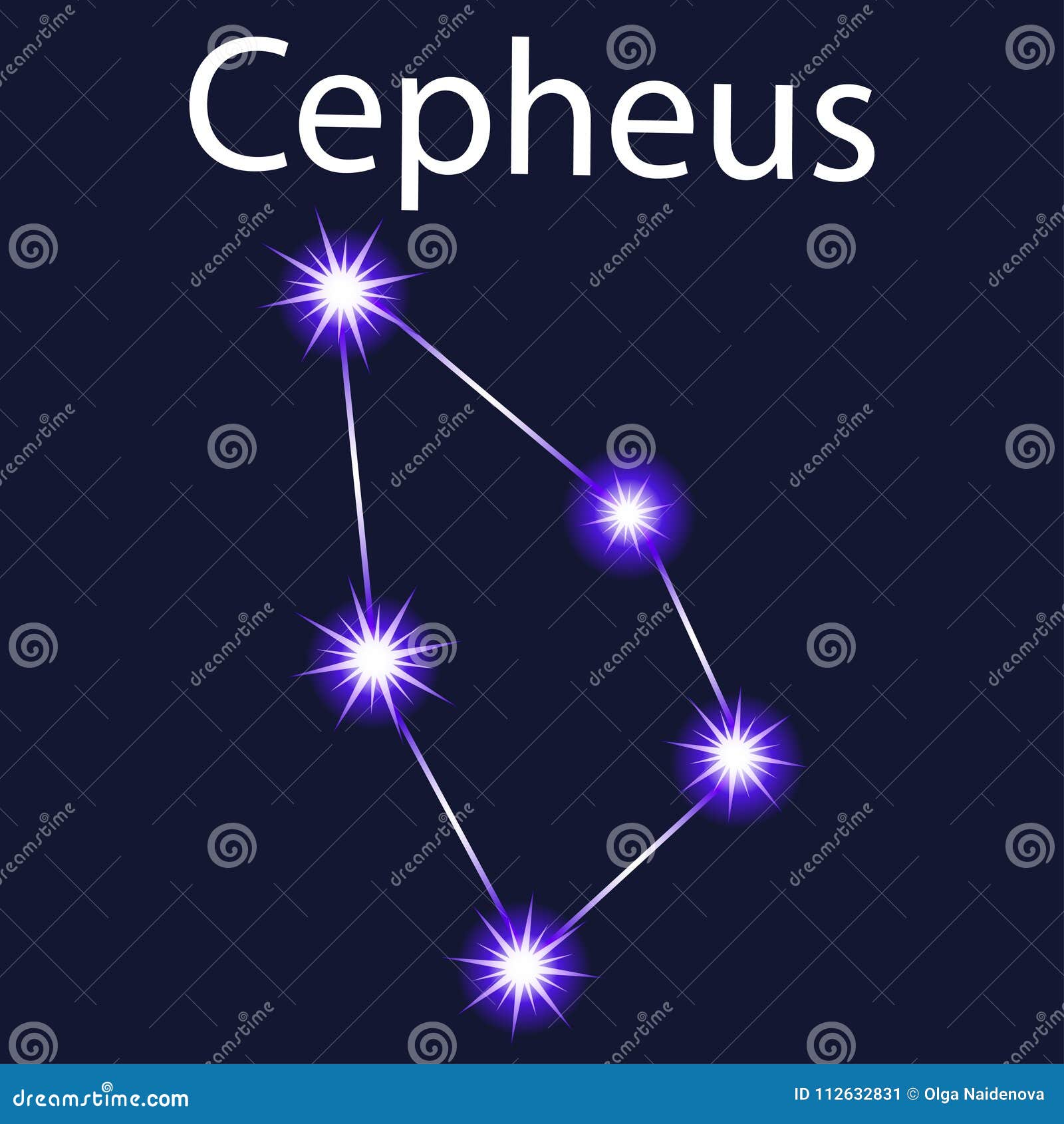 Constellation Cepheus with Stars in the Night Sky Stock Vector ...