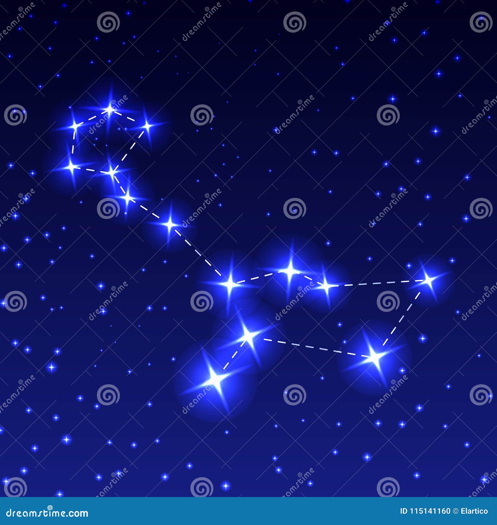 The Constellation Cetus in the Night Starry Sky. Vector Illustration of ...