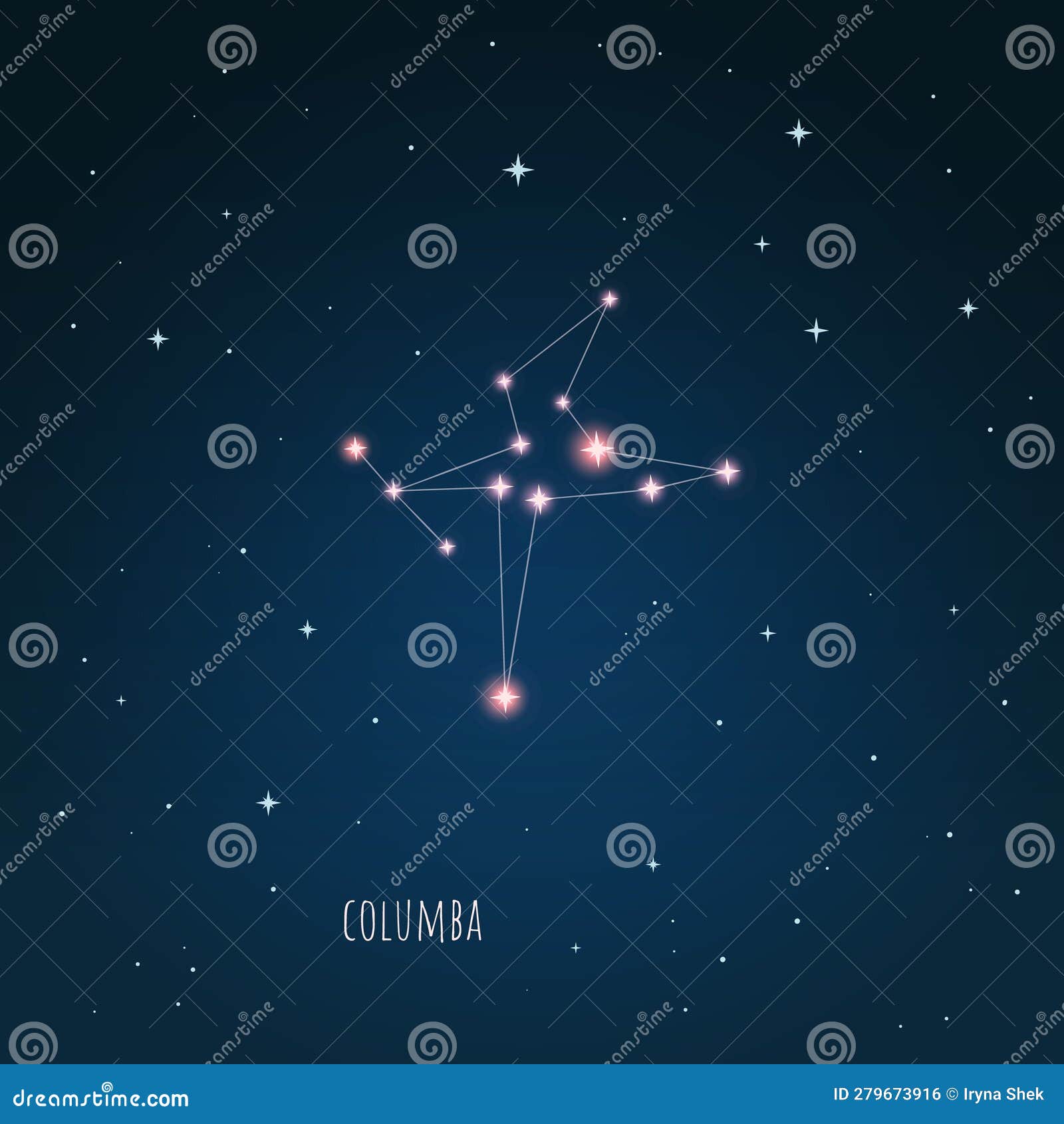 Constellation Columba Scheme in Starry Sky Space Stock Vector ...