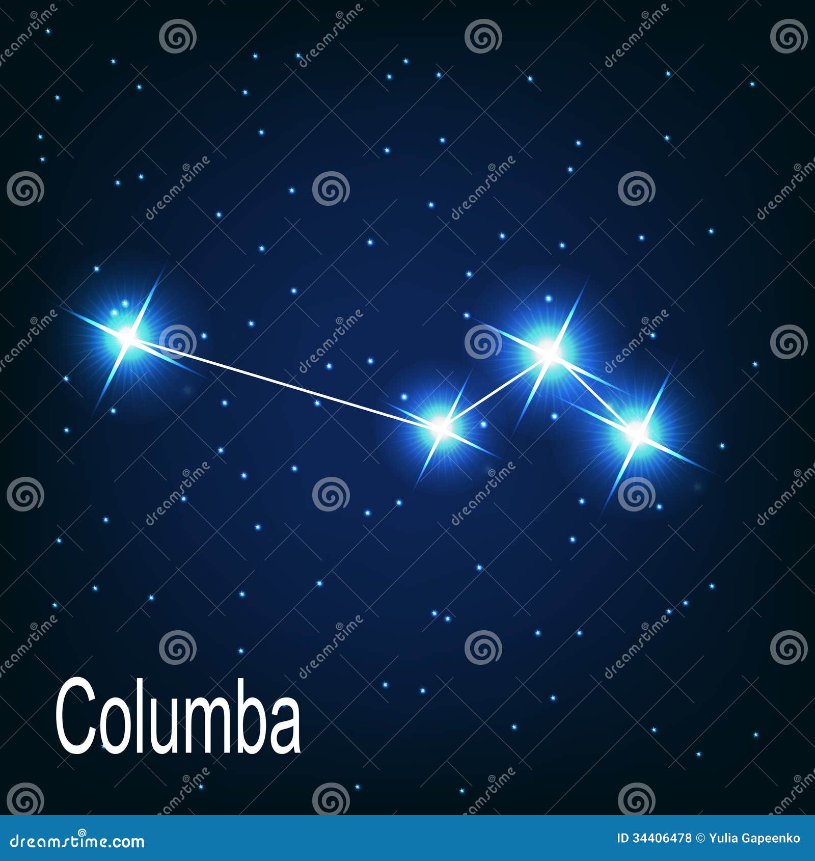 The Constellation Columba Star in the Night Sky. Stock Vector ...