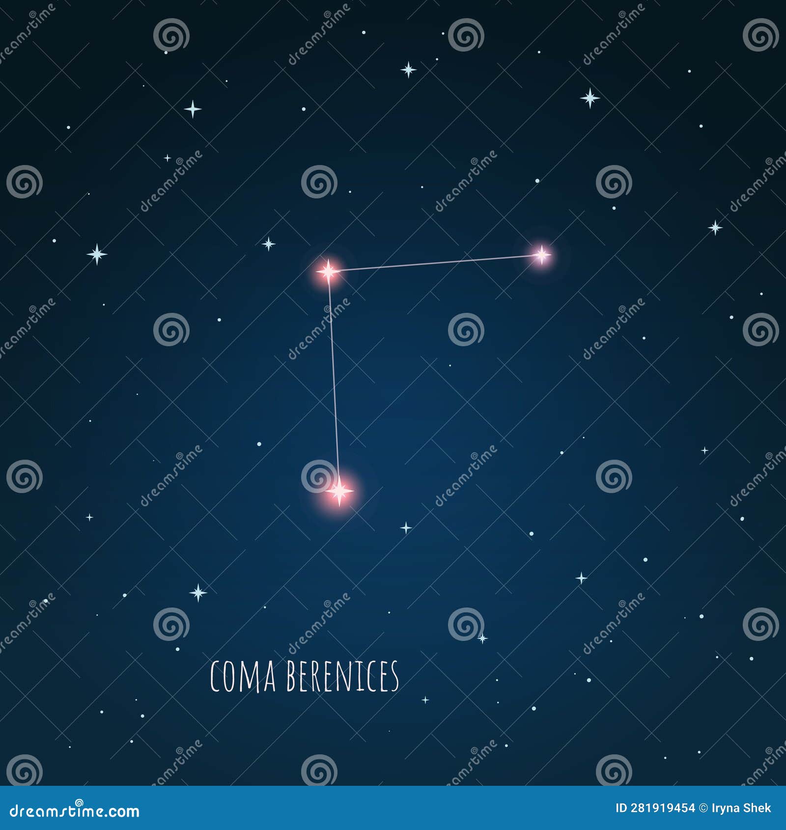 Constellation Coma Berenices Scheme in Starry Sky Space Stock Vector ...