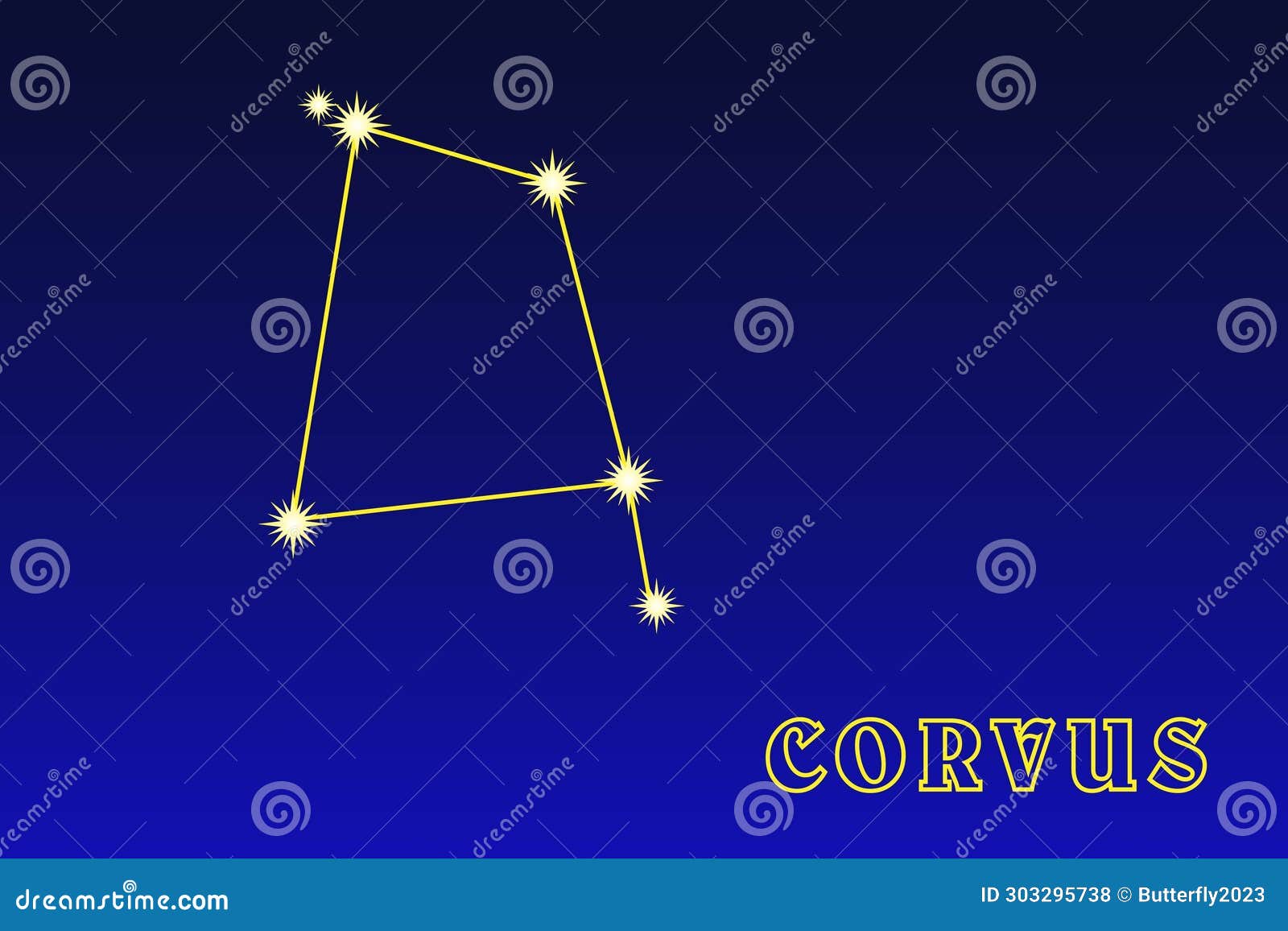 Constellation Of Corvus. Black Raven Sitting On A Banner With A Sign ...
