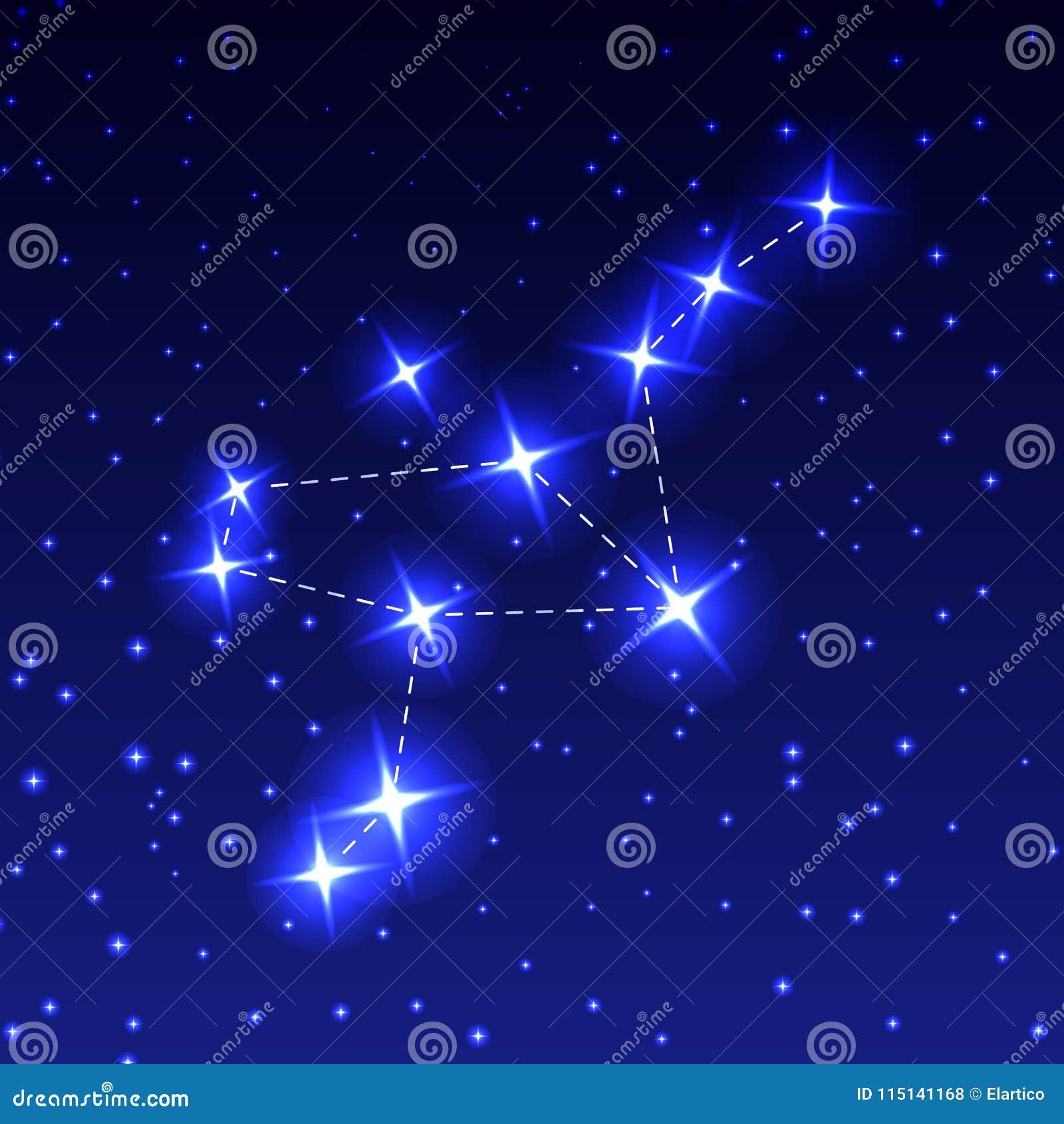 The Constellation of the Crane in the Night Starry Sky. Vector ...