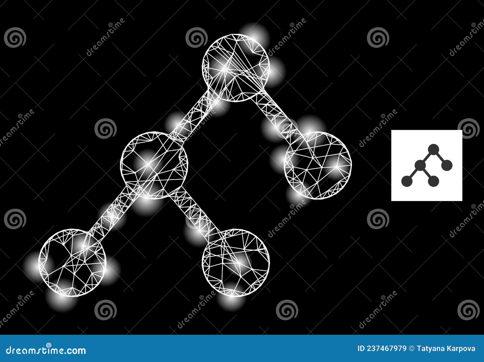 Bright Network Binary Structure Mesh Icon with Glare Spots Stock Vector - Illustration of system ...