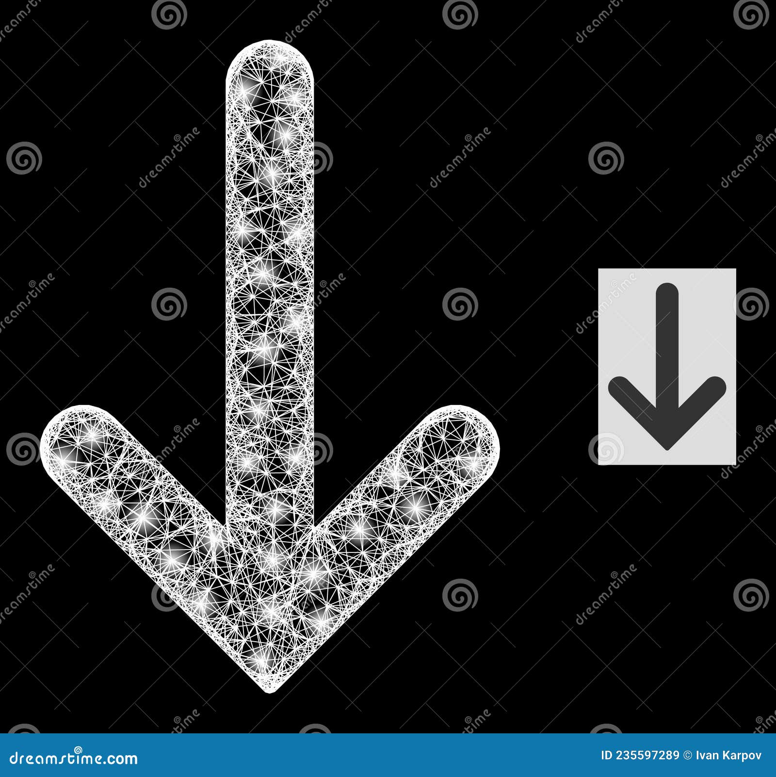 Majestic Irregular Mesh Down Arrow Icon with Glare Spots Stock Vector ...