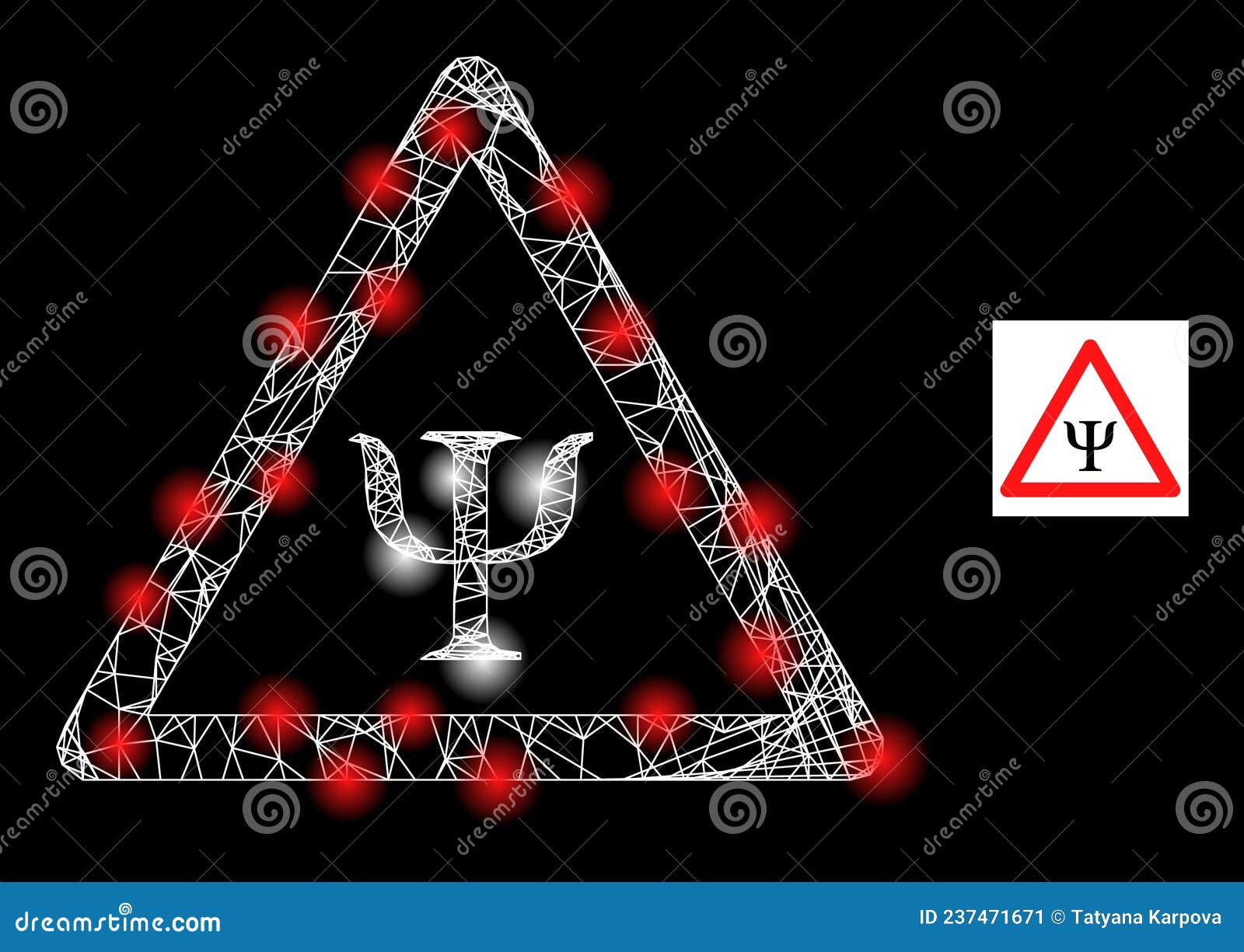 Bright Network Psychology Danger Mesh Icon with Glare Dots Stock Vector ...