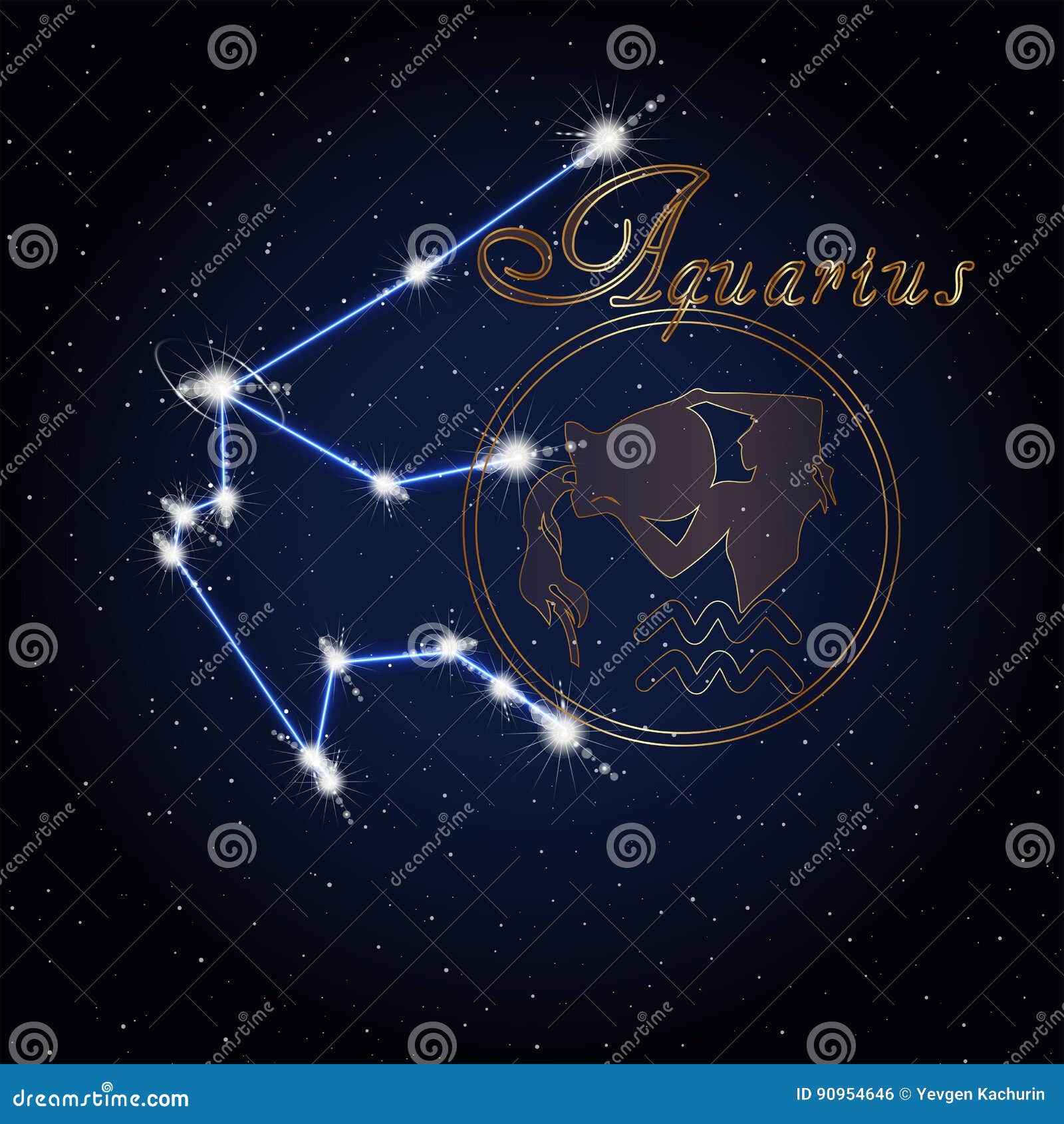 Constellation D'astrologie De Verseau Du Zodiaque Illustration de Vecteur - Illustration du ...