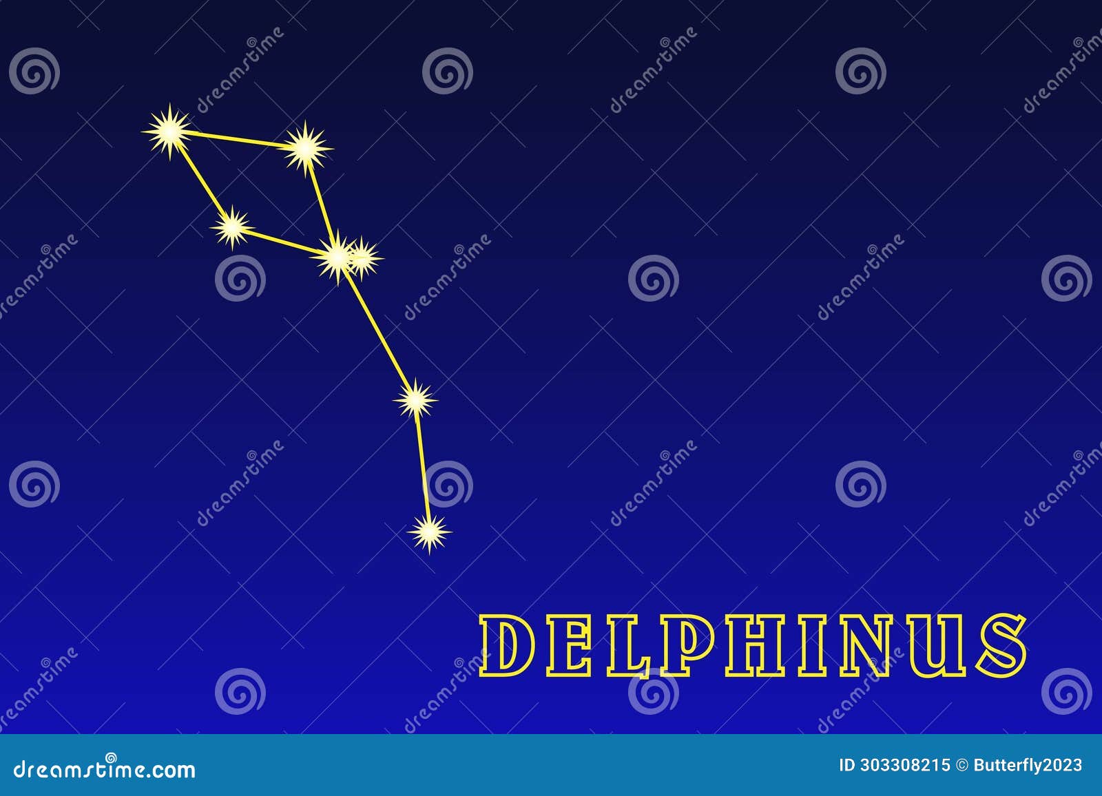 Constellation Delphinus In Dark Purple, Starry Sky Vector Illustration ...