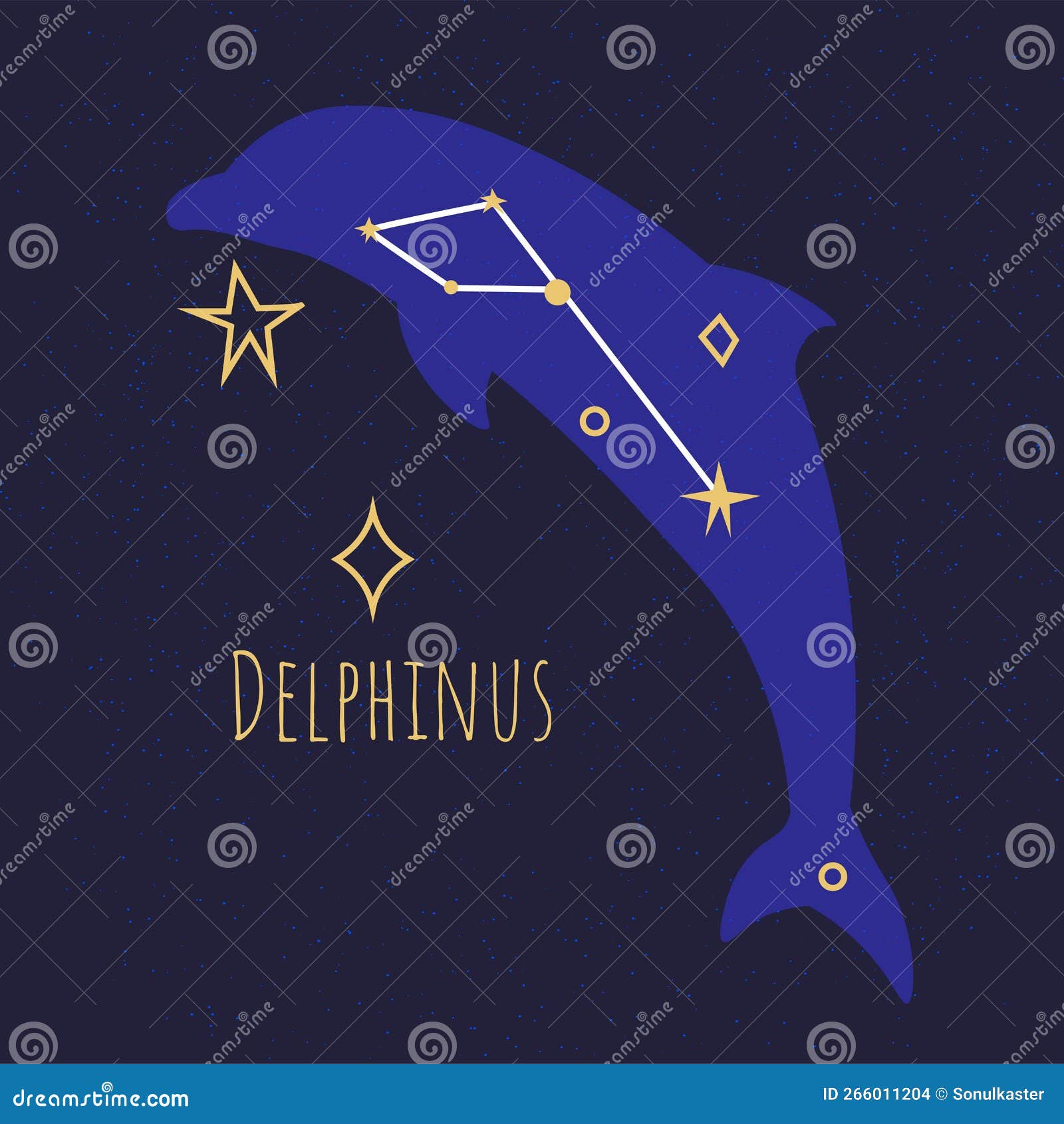 Delphinus Star Constellation, Night Sky Dolphin Stock Photography ...