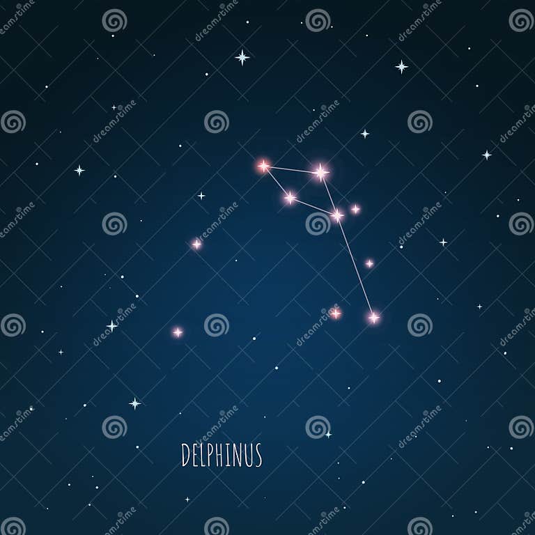 Constellation Delphinus Scheme in Starry Sky Space Stock Vector ...