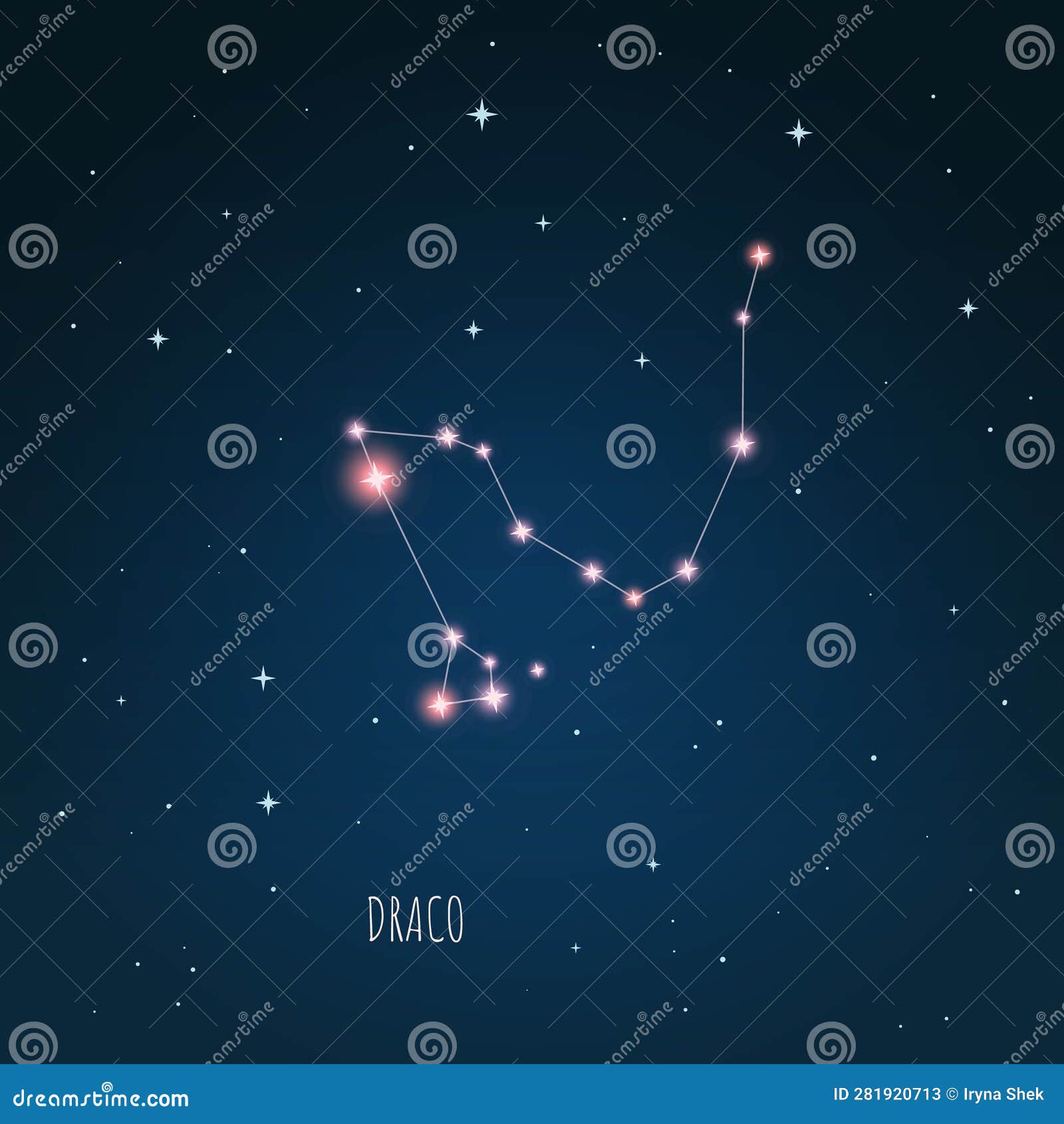Constellation Draco Scheme in Starry Sky Space Stock Vector ...