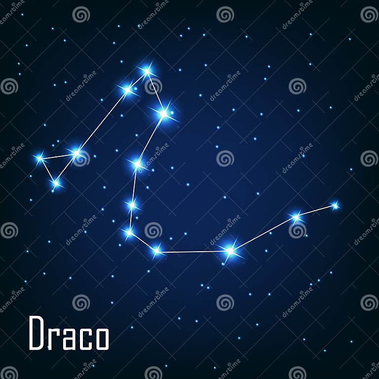 The Constellation Draco Star in the Night Sky. Stock Vector ...