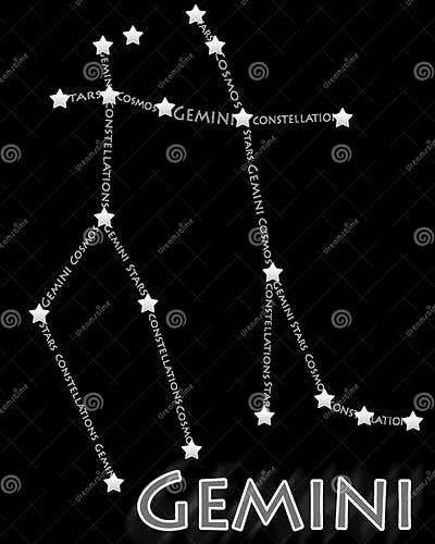 Constellation Gemini stock illustration. Illustration of glowing - 6577803