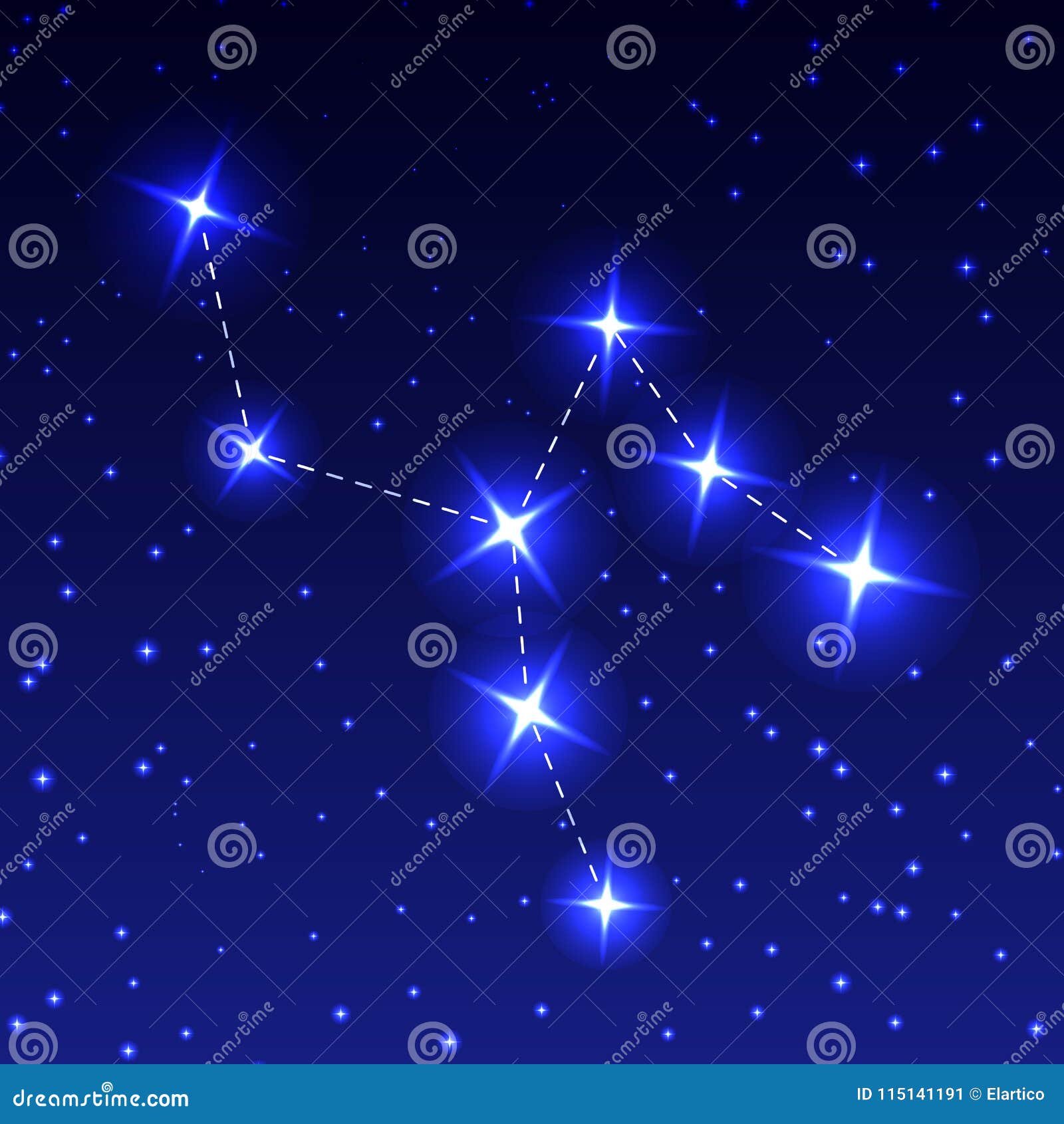 The Constellation of the Giraffe in the Night Starry Sky. Vector ...